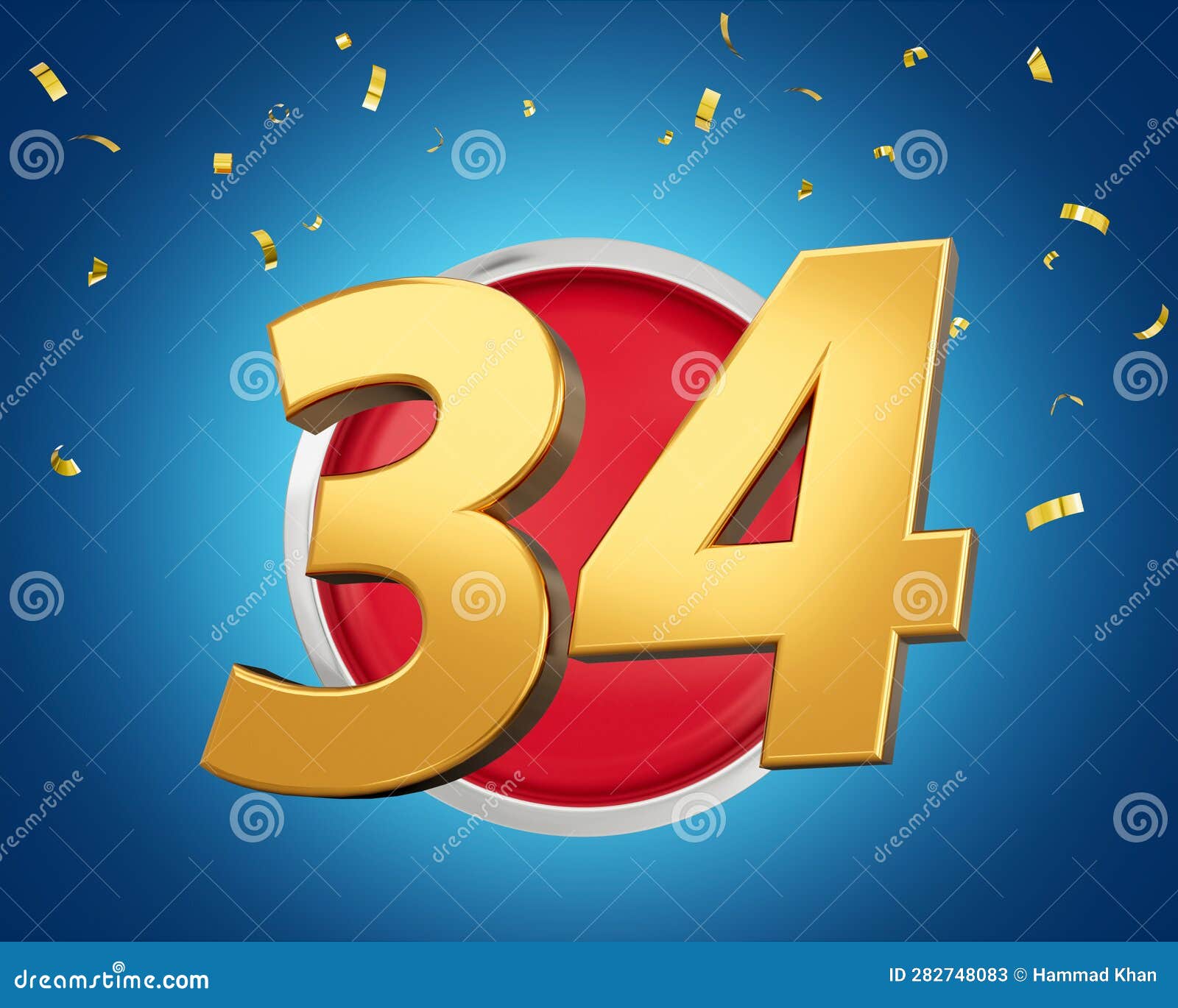 Gold Number 34 Gold Number Thirty Four on Rounded Red Icon with ...