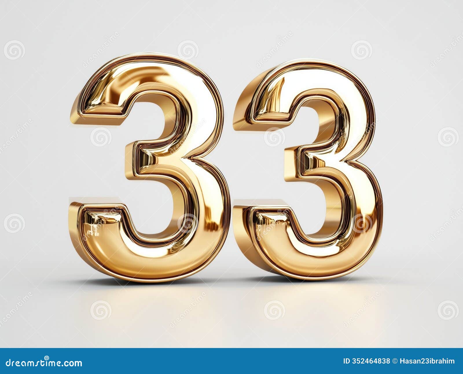 Gold Number Thirty-Three 3D Render High Resolution Image Golden Digit ...