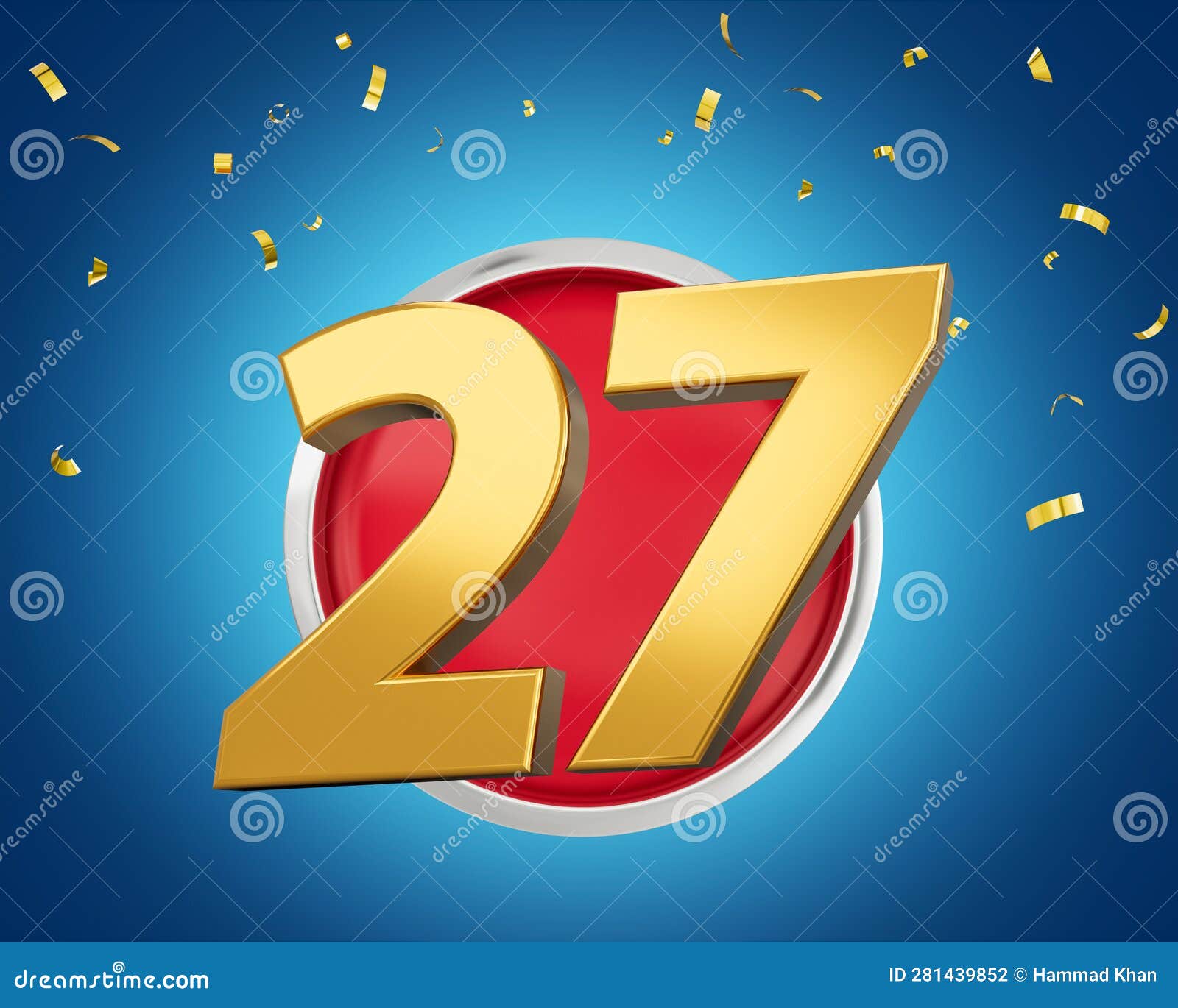 Gold Number 27 Gold Number Twenty Seven on Rounded Red Icon with ...