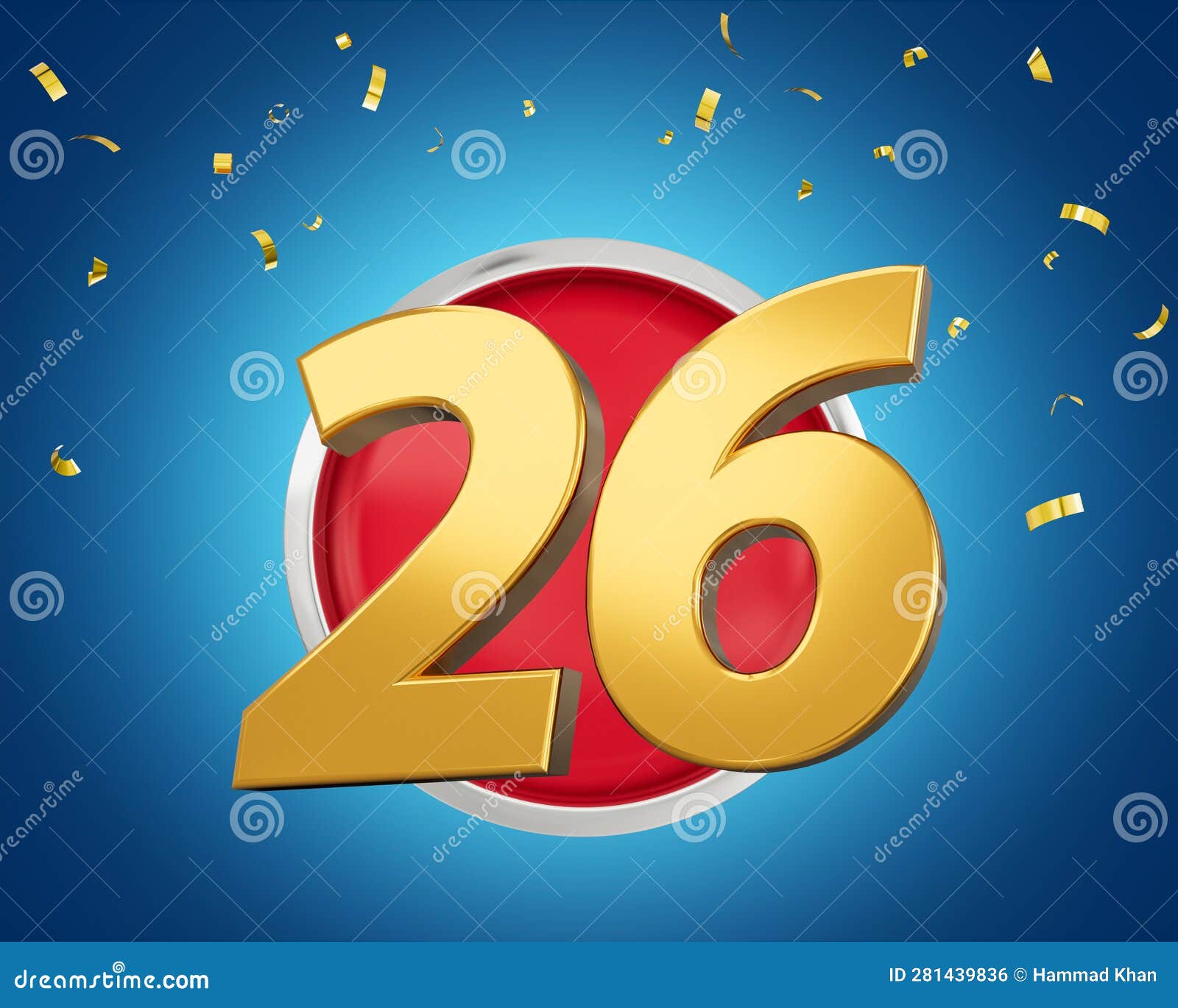 Gold Number 26 Gold Number Twenty Six on Rounded Red Icon with ...