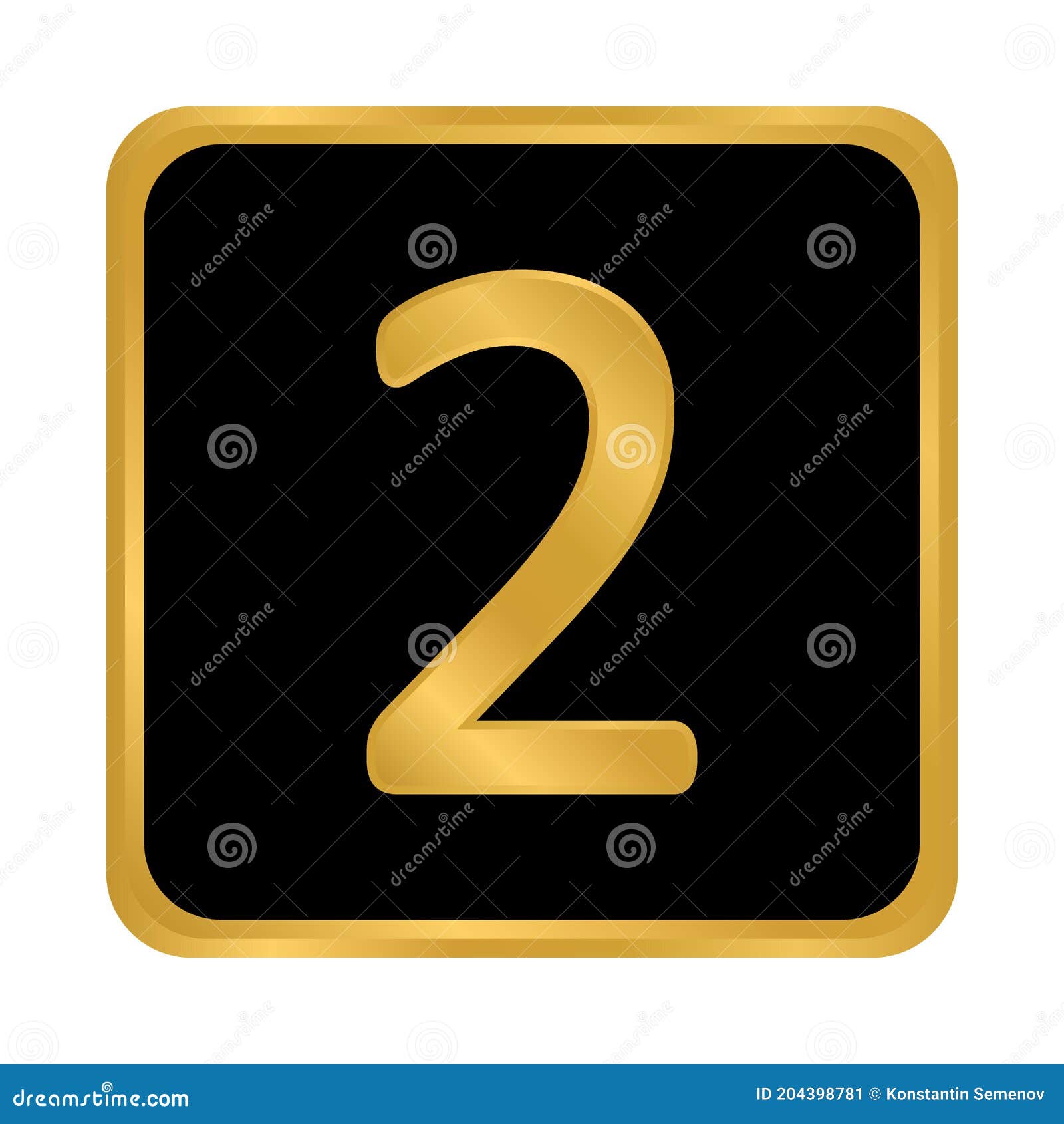 Gold number two button stock illustration. Illustration of arithmetic ...