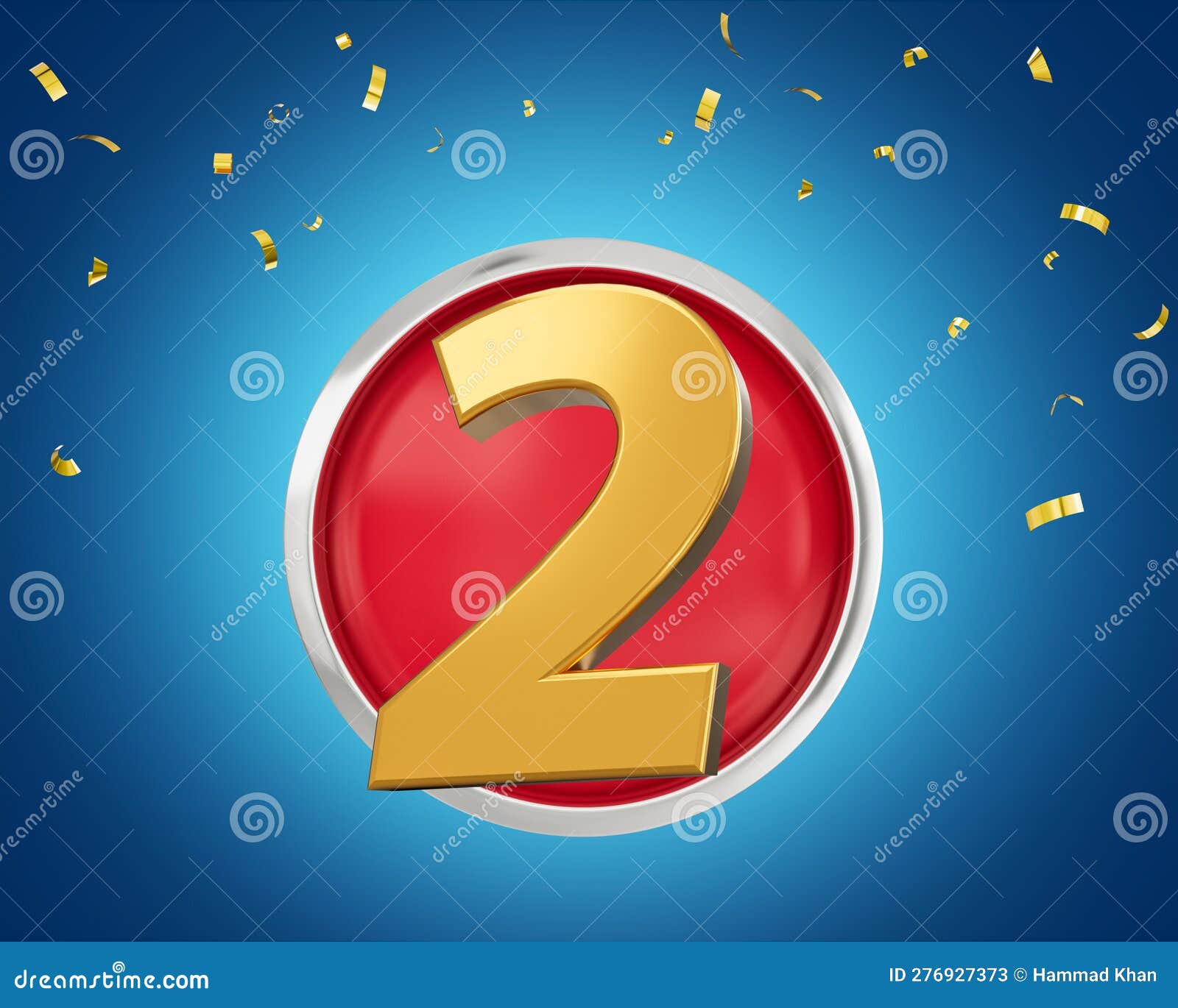 Gold Number 2 Gold Number Two on Rounded Red Icon with Particles on ...