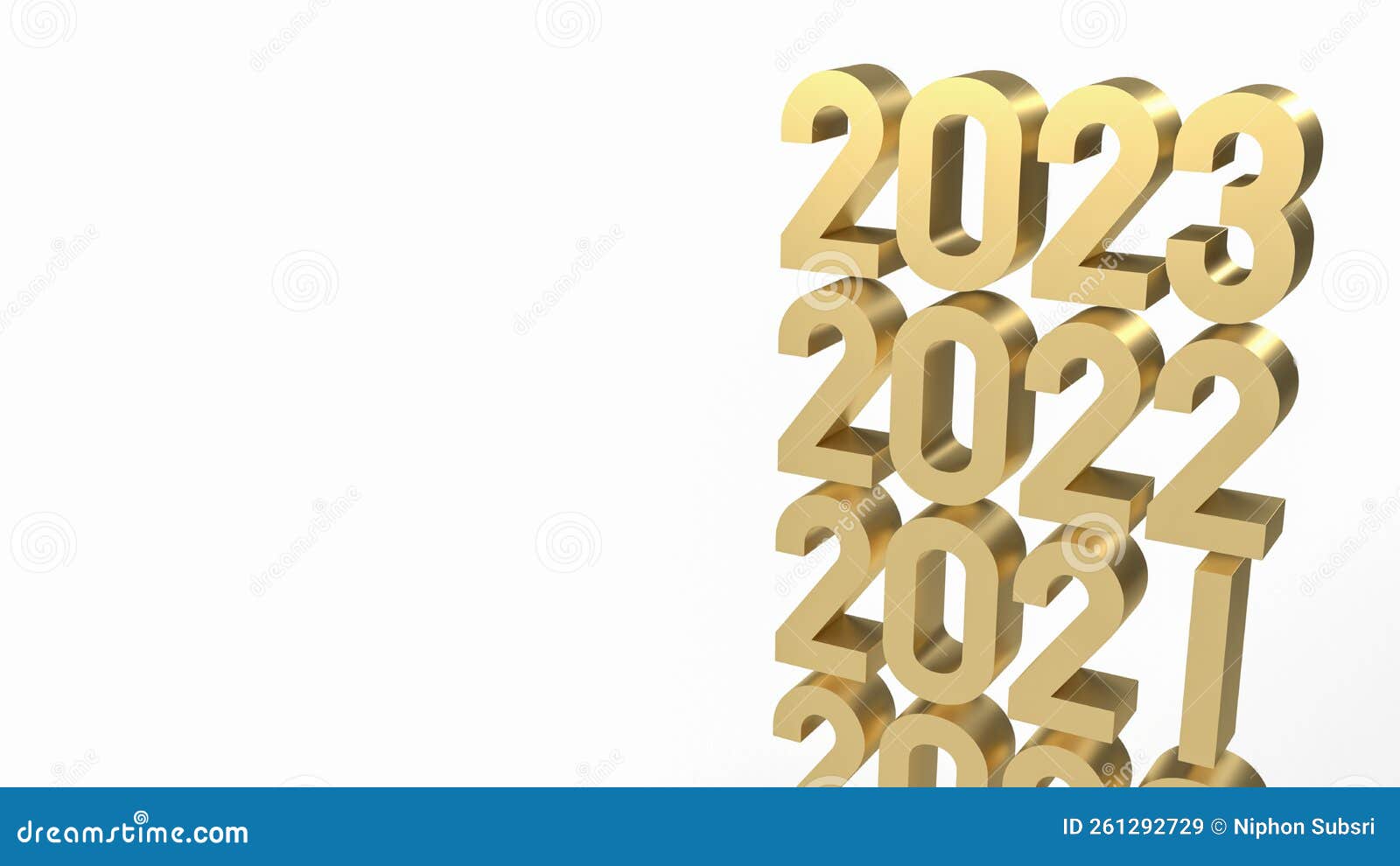 Gold Number 2023 on White Background 3d Rendering Stock Illustration ...