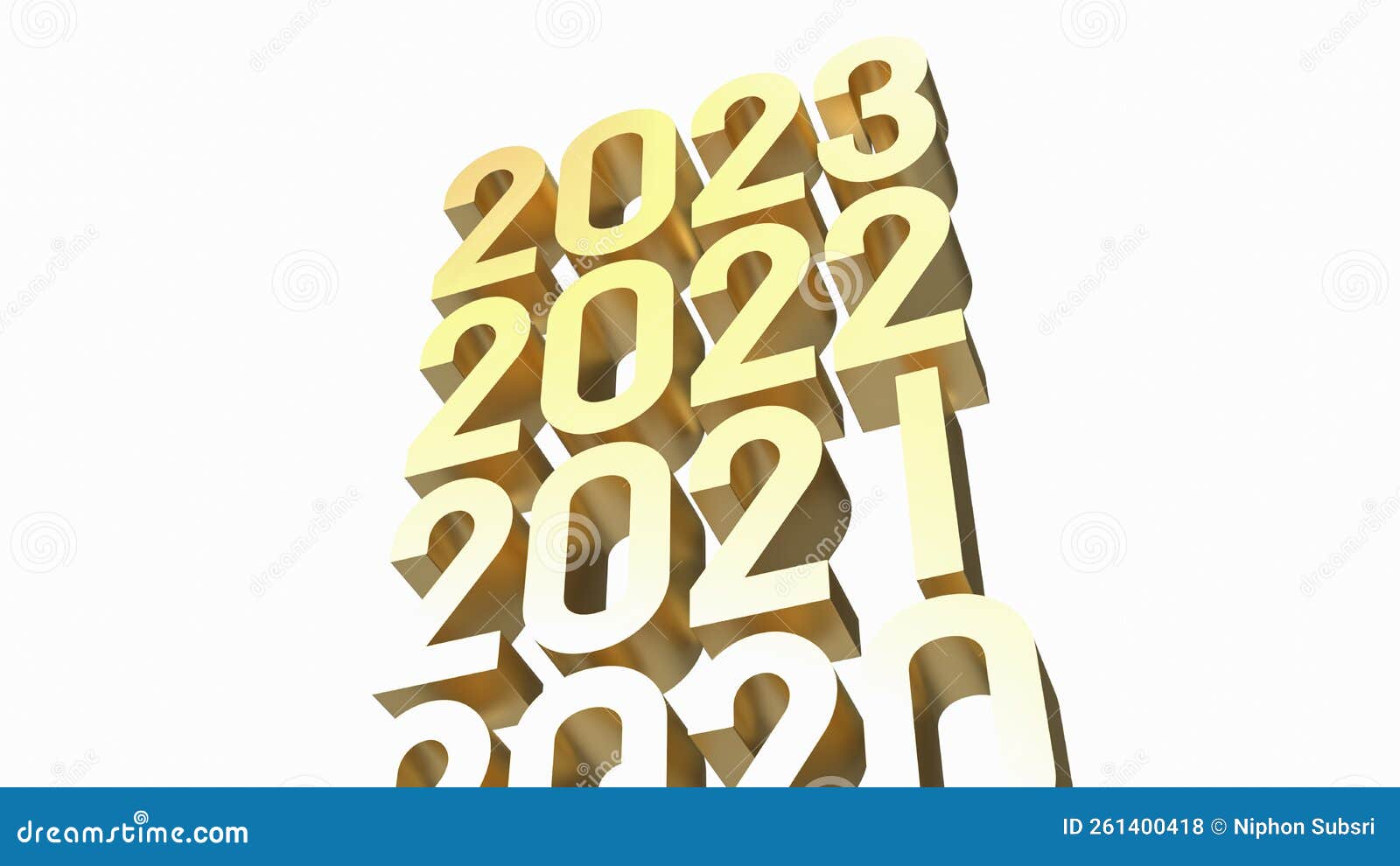 Gold Number 2023 on White Background 3d Rendering Stock Illustration ...