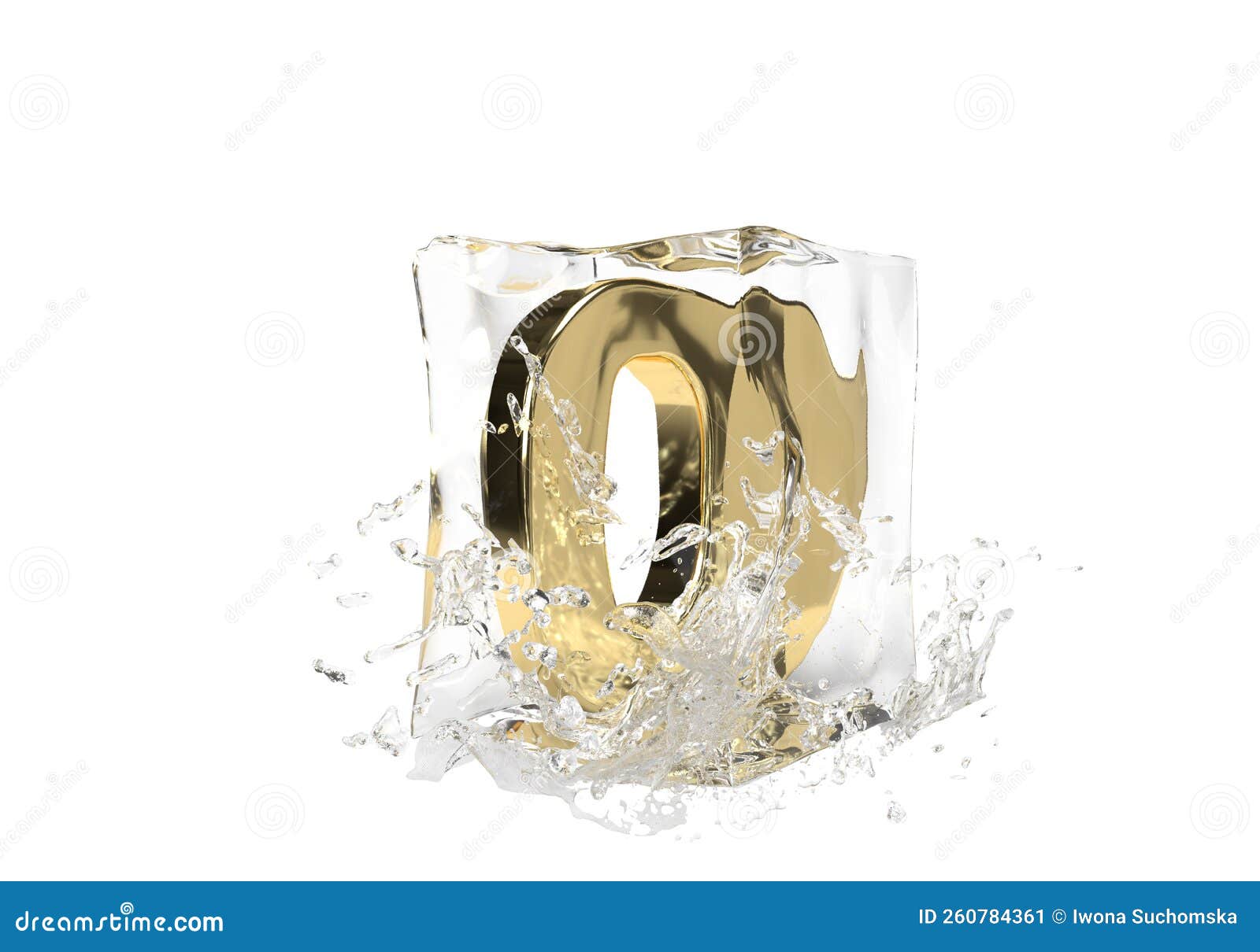 Gold Number Zero in Cube of Melting Ice and Drop Water on Isolated ...