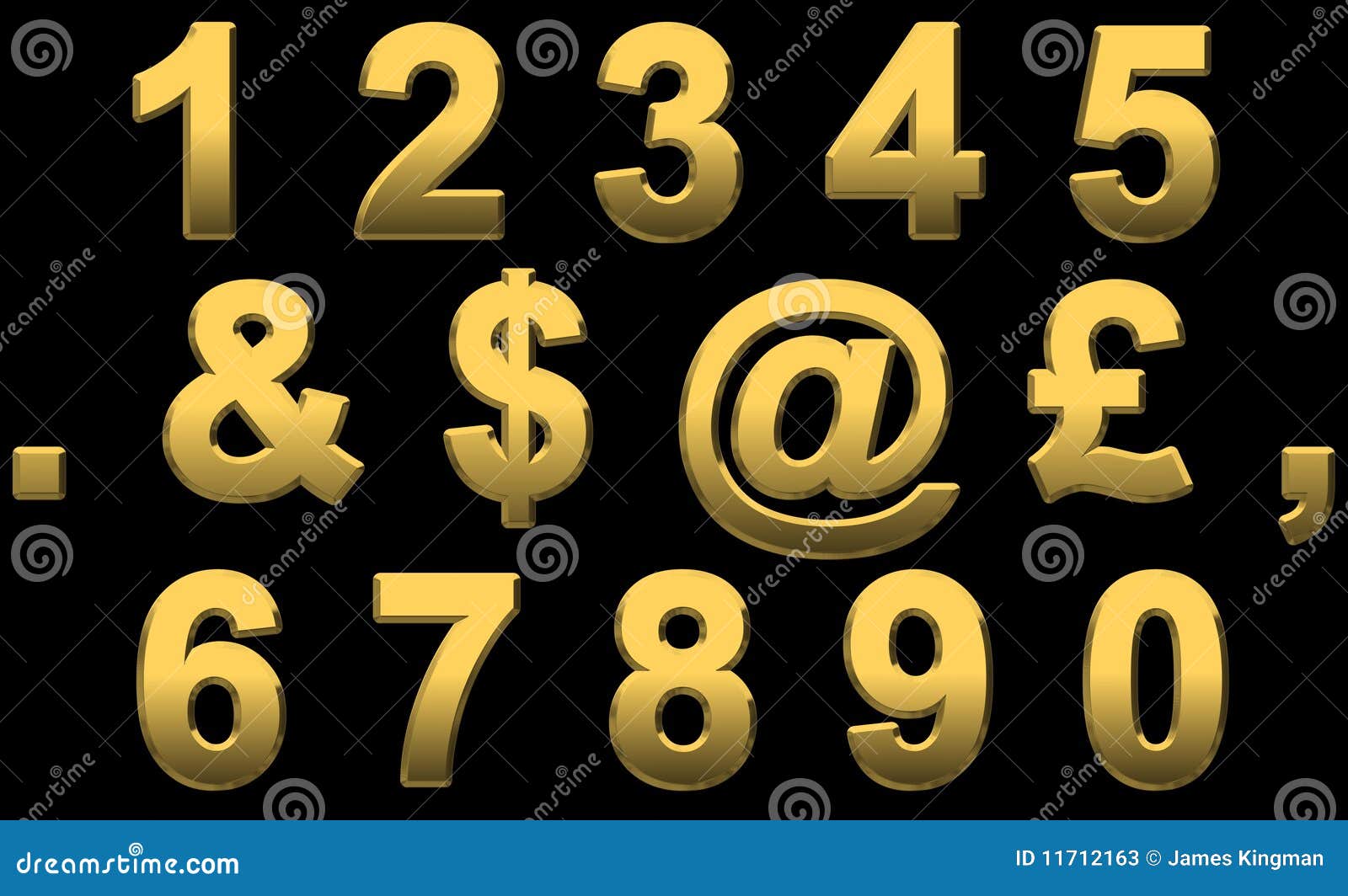 Gold Numbers & Punctuation Stock Illustration - Illustration of ...