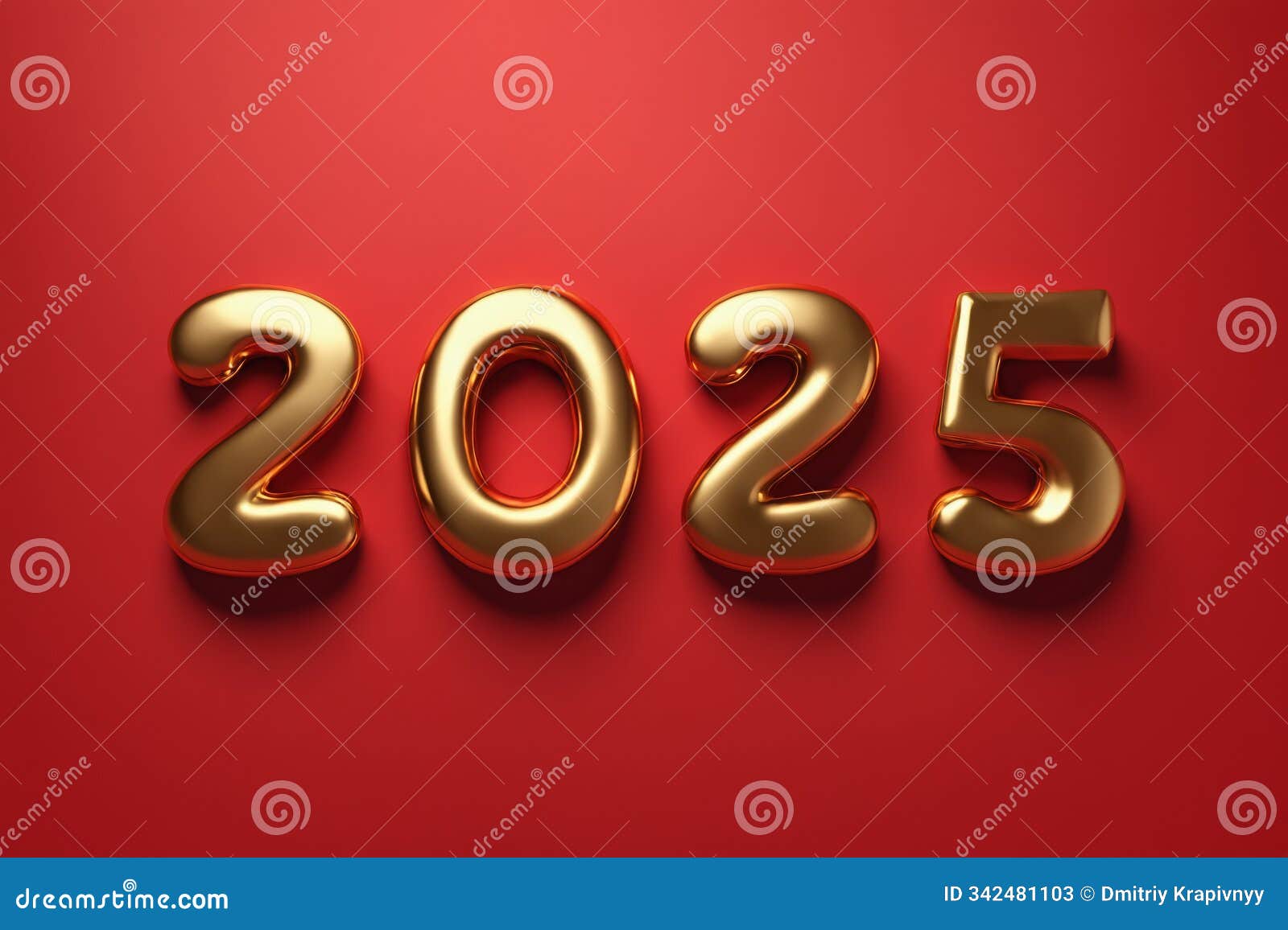 Gold 2025 Numerals on Red Background Stock Illustration - Illustration ...