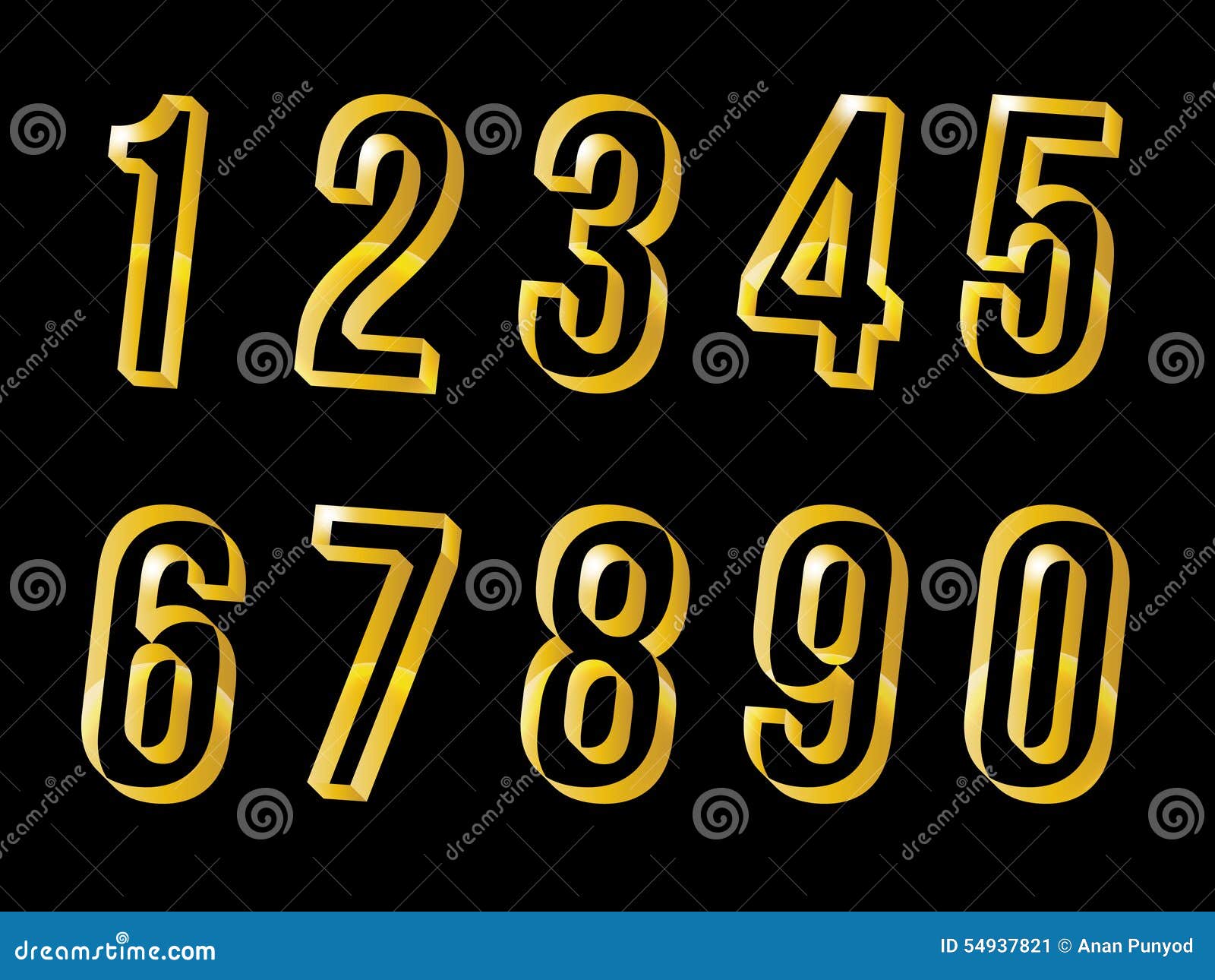 Gold Numbers Set Vector Eps 10 Design Stock Vector - Illustration of ...