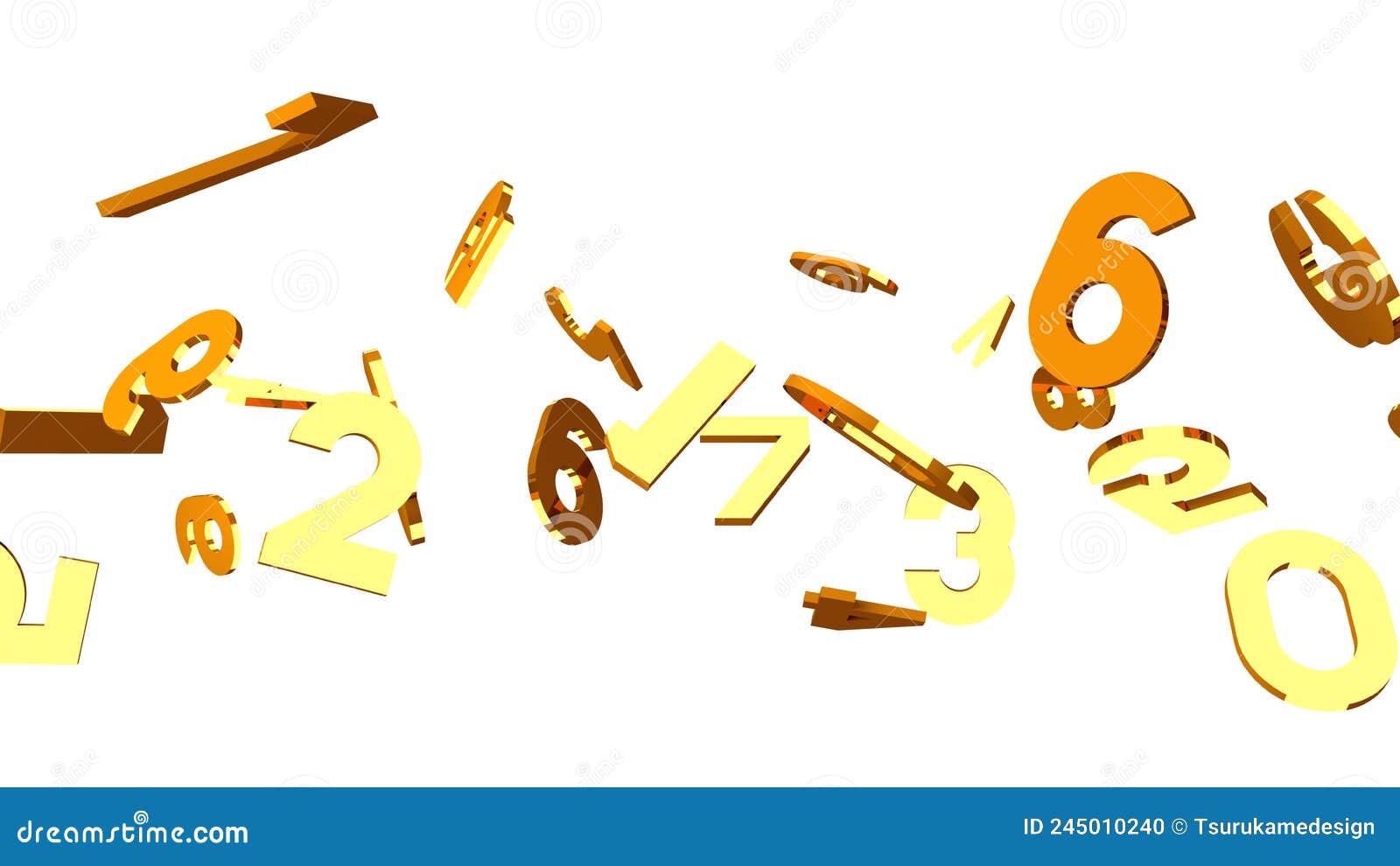 Gold Numbers on White Background. Stock Illustration - Illustration of ...