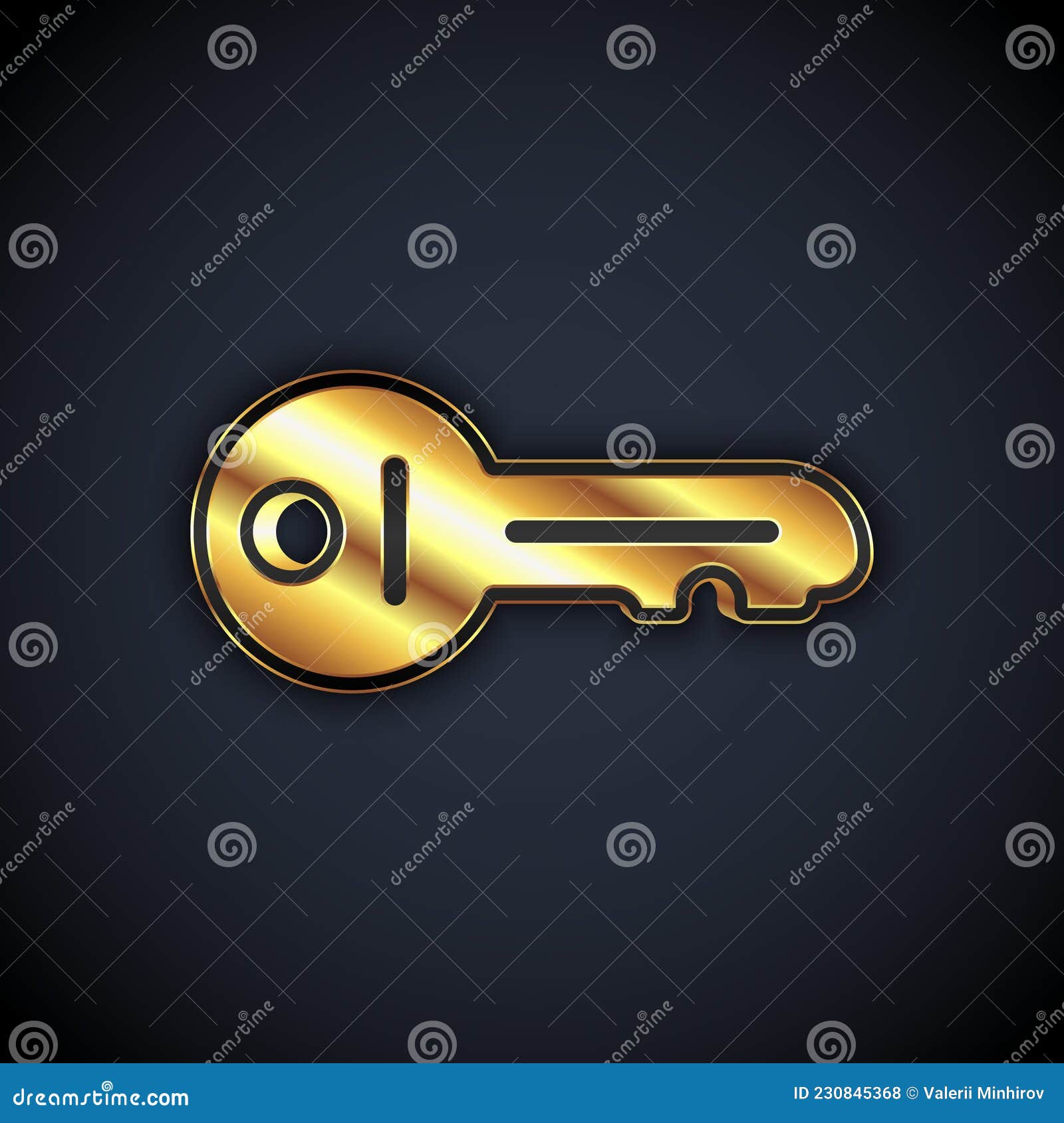 Gold Old Key Icon Isolated on Black Background. Vector Stock Vector ...