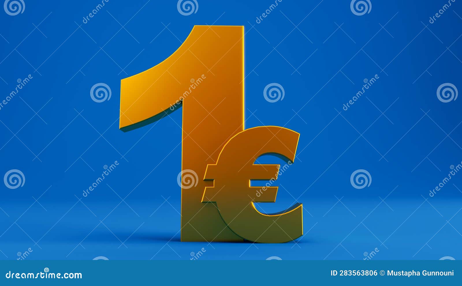 Gold One Euro on Blue Background, Gold 1 Euro. Stock Illustration ...