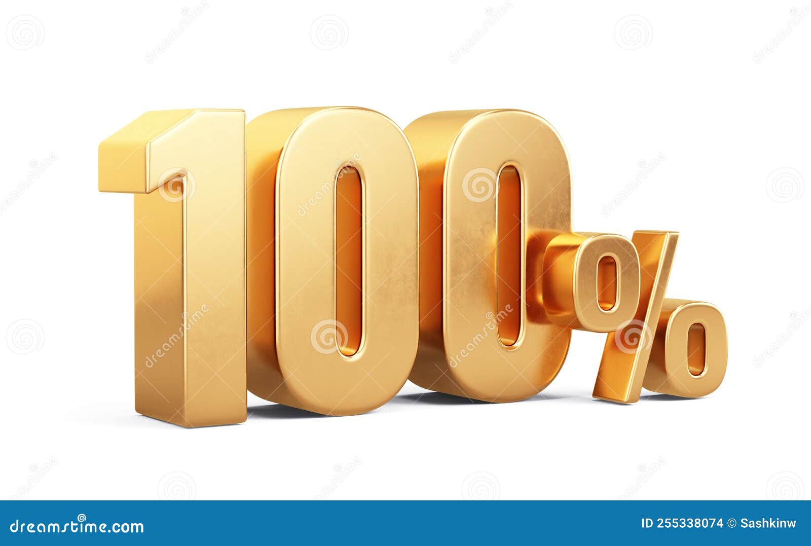 Gold One Hundred Percent Isolated on White. Hundred 100 Concept Stock ...