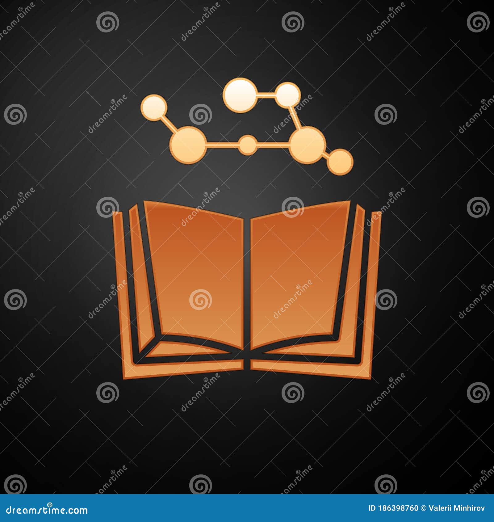 Gold Open Book Icon Isolated on Black Background. Vector Illustration ...