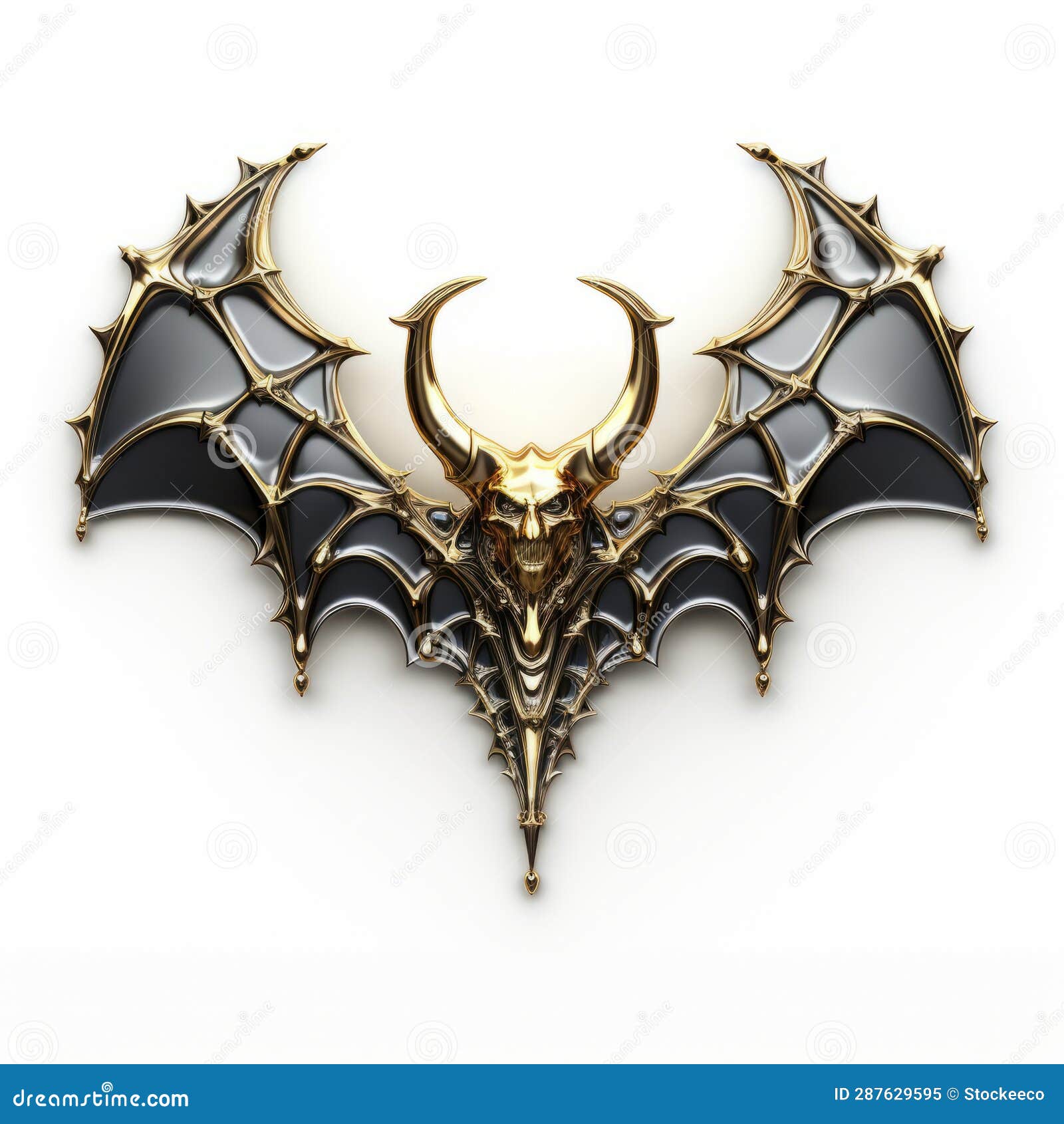 Golden Bat Crest: Intricate 3d Metal Symbol with Ghoulpunk Aesthetic ...