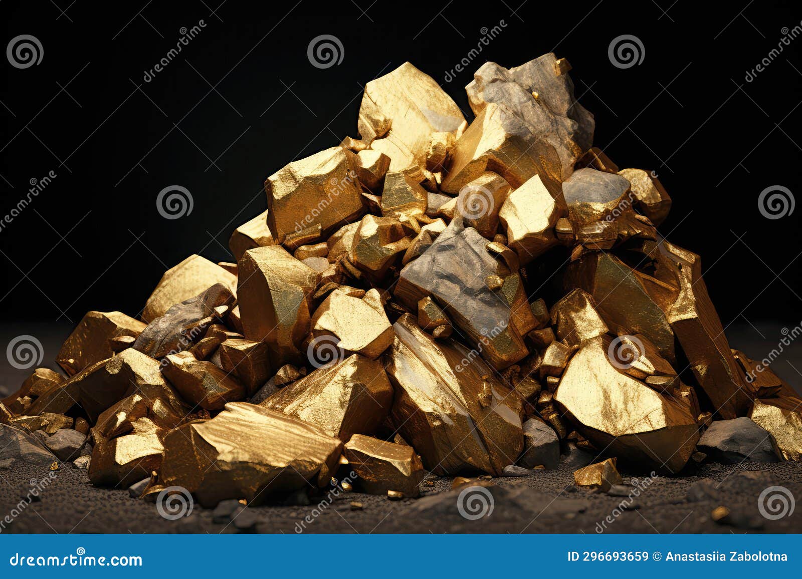 Gold Ore in Pile. Generative AI Stock Illustration - Illustration of ...