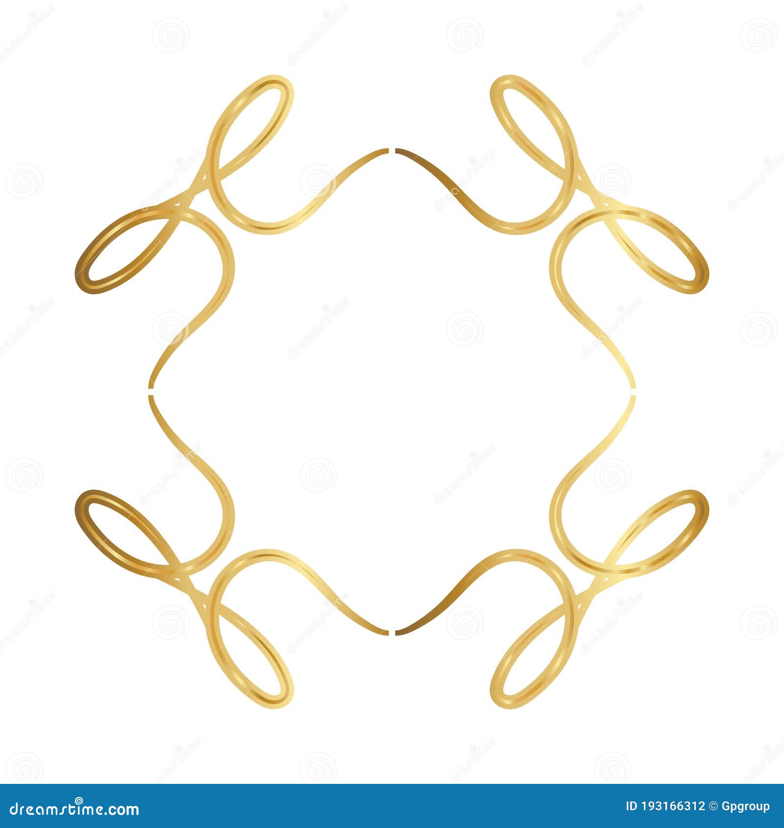 Gold Ornament Frame with Curves Vector Design Stock Vector ...
