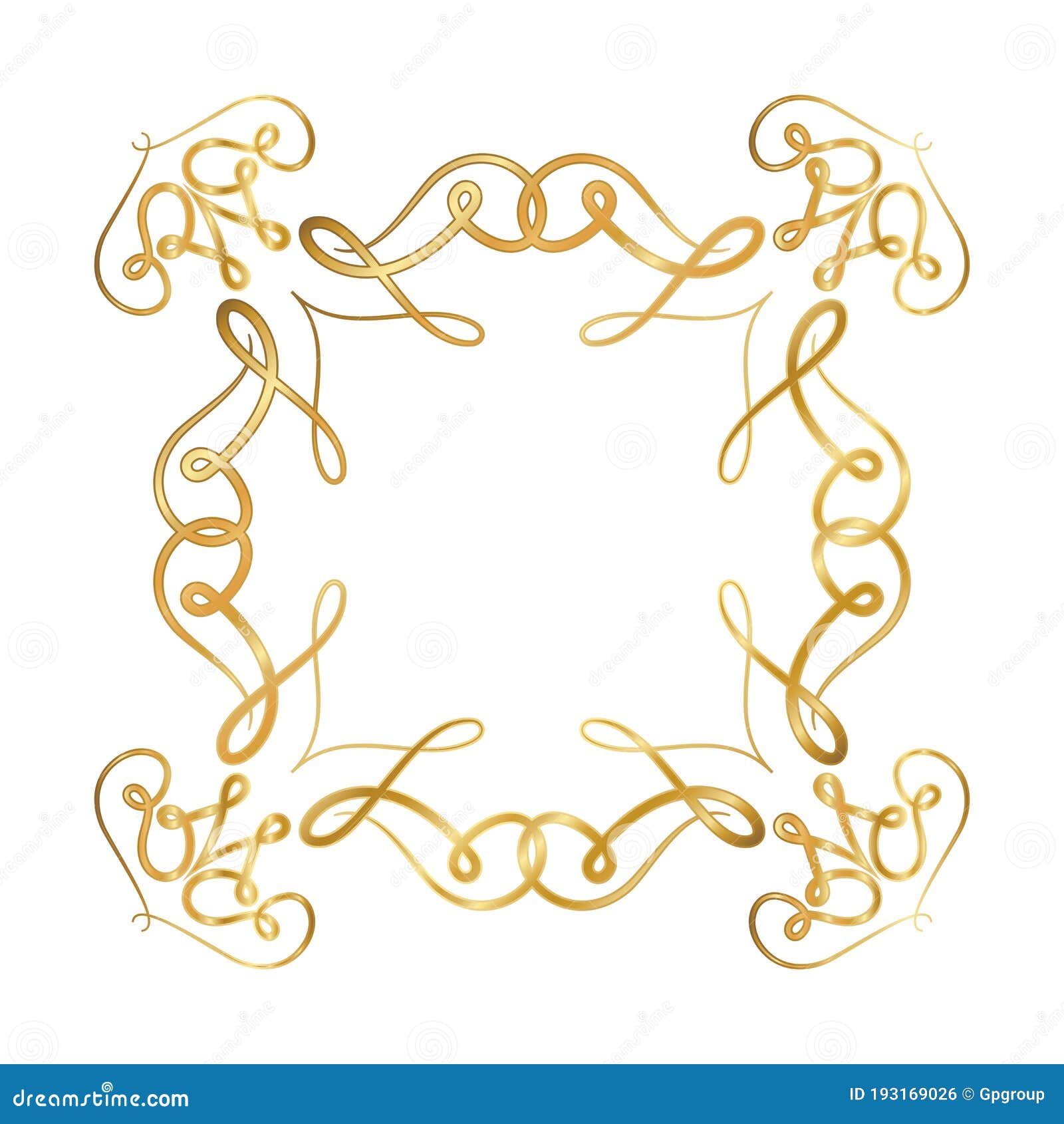 Gold Ornament Frame with Curves Vector Design Stock Vector ...