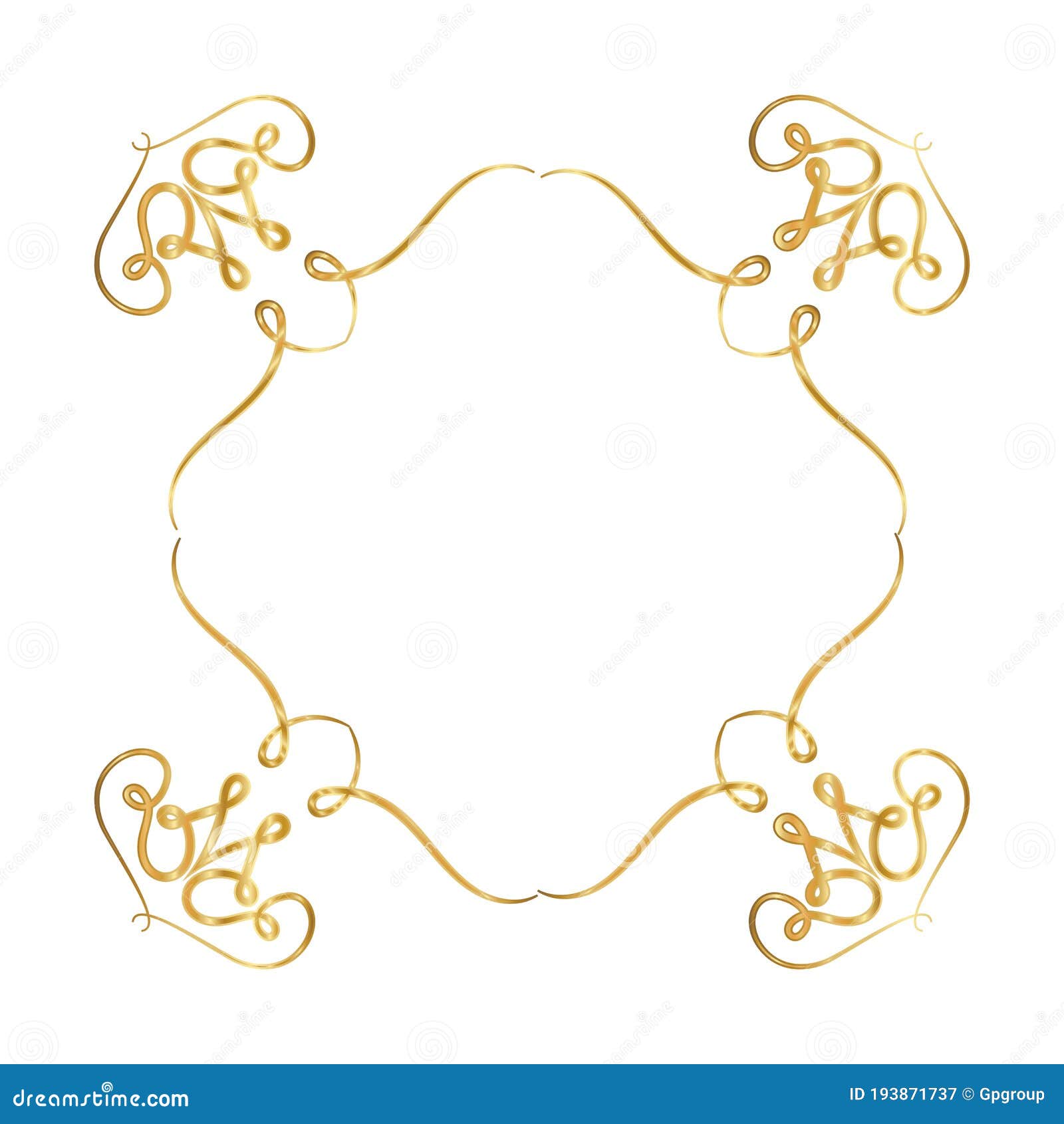 Gold Ornament Frame with Curves Vector Design Stock Vector ...