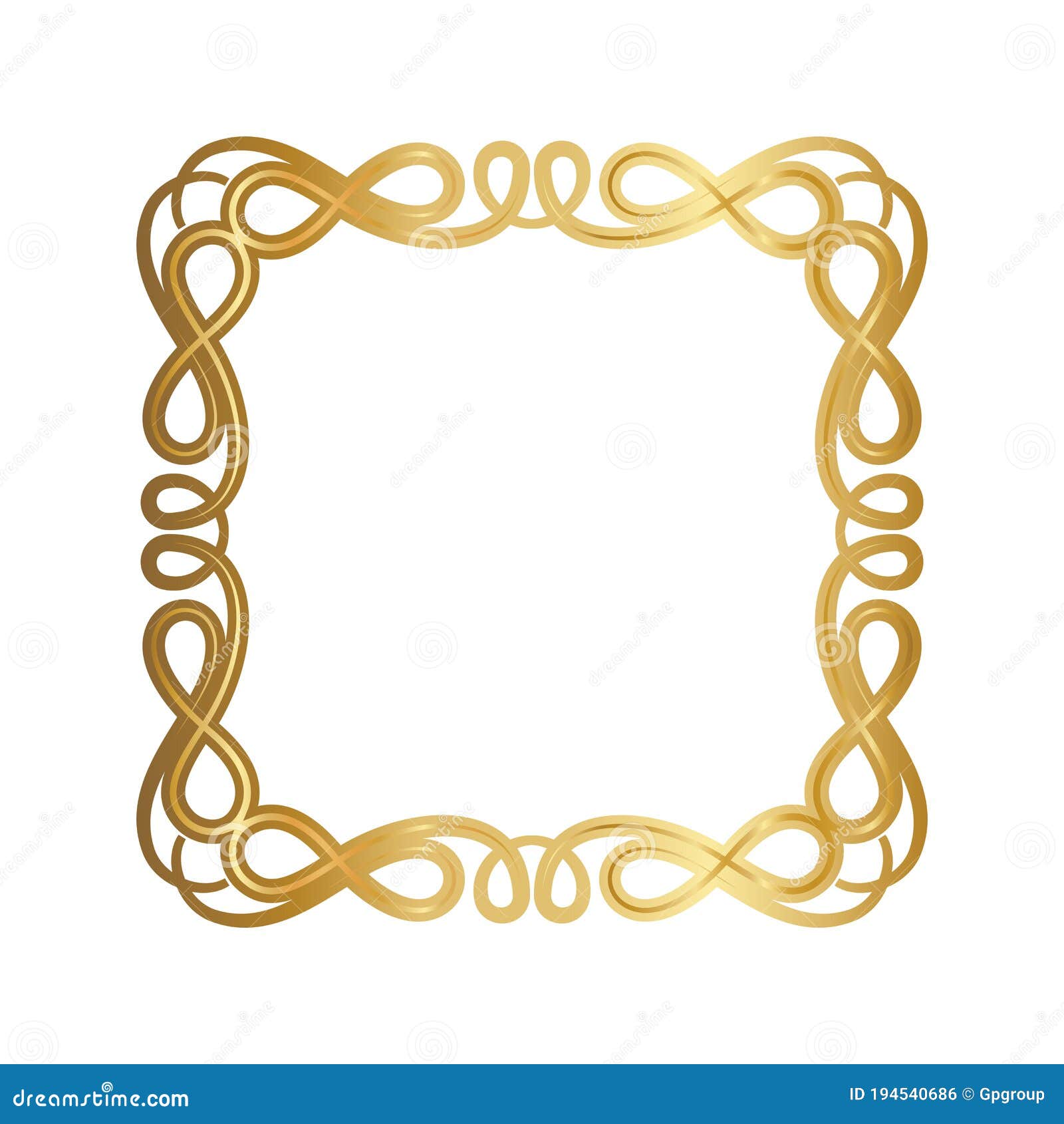 Gold Ornament Frame with Curves Vector Design Stock Vector ...