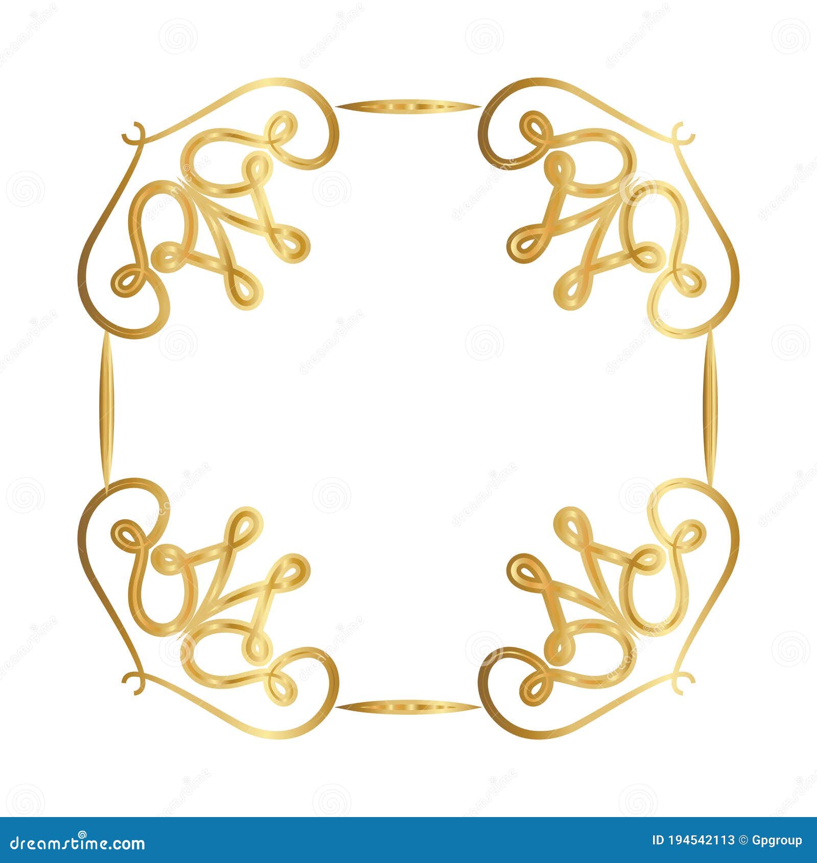Gold Ornament Frame with Curves Vector Design Stock Vector ...