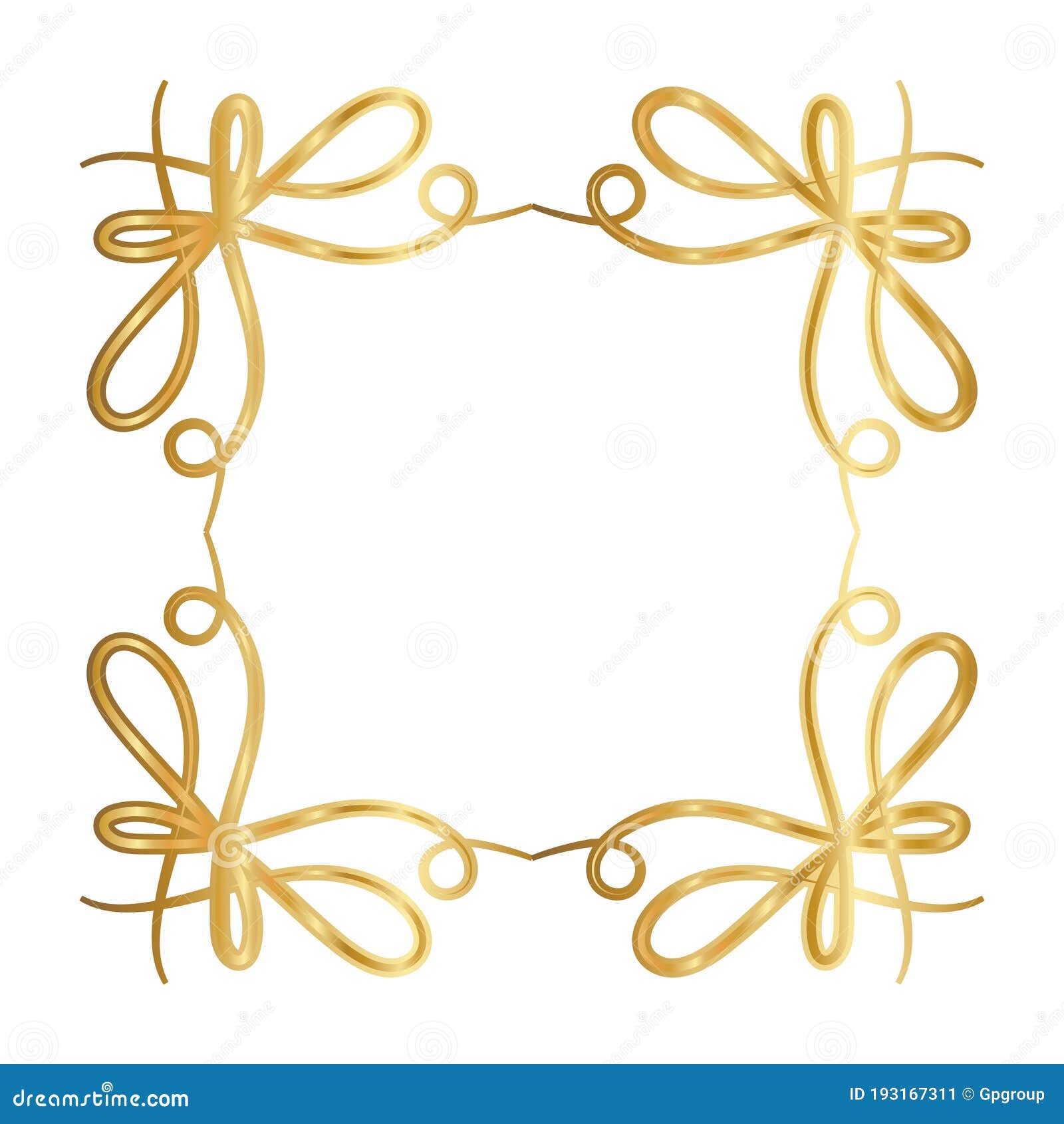Gold Ornament Frame in Ribbon Shaped Vector Design Stock Vector ...