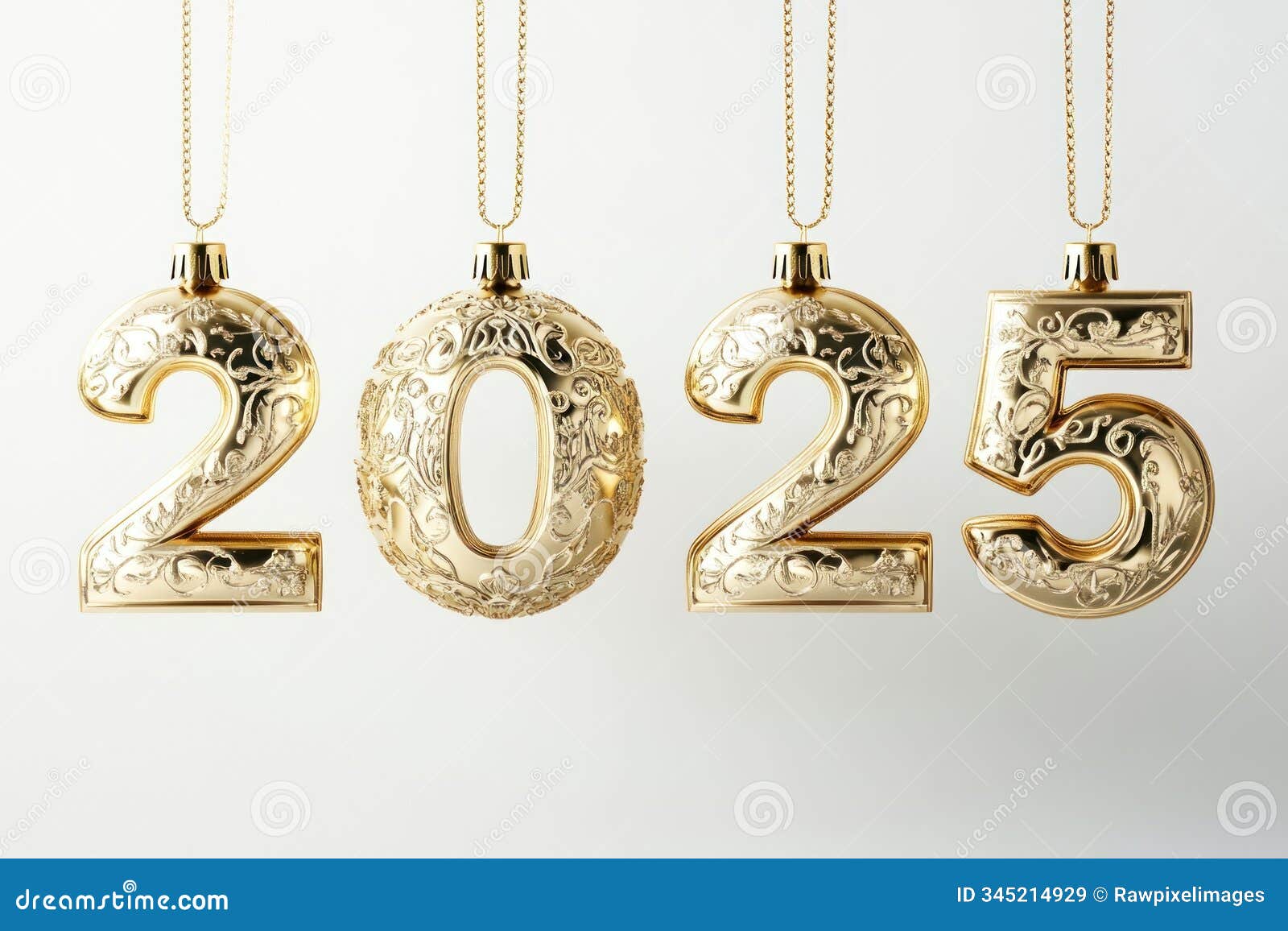 Gold Ornaments Numbers Gold Hanging. Stock Illustration - Illustration ...