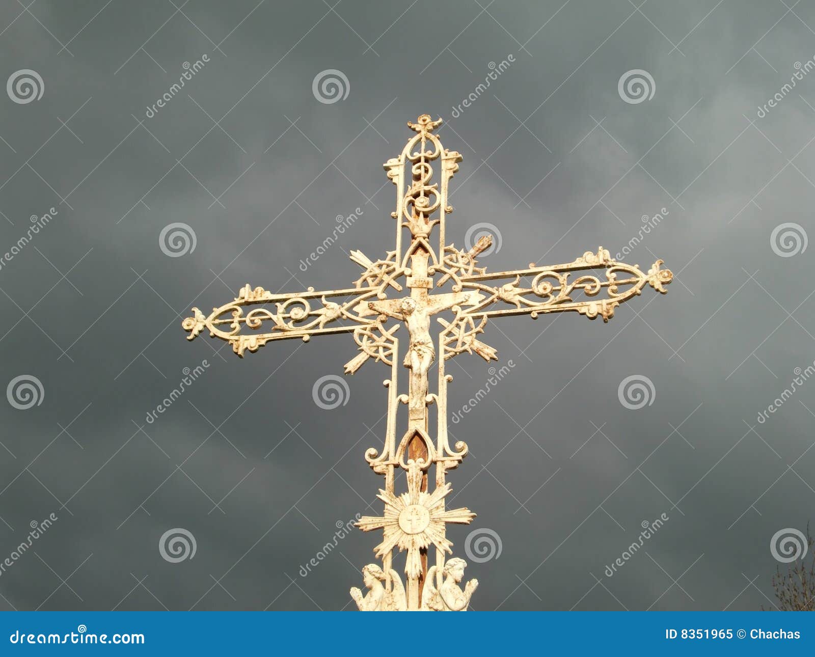 Ornate Cross With Lamps In The Plaza De La Aduana In The City Centre ...