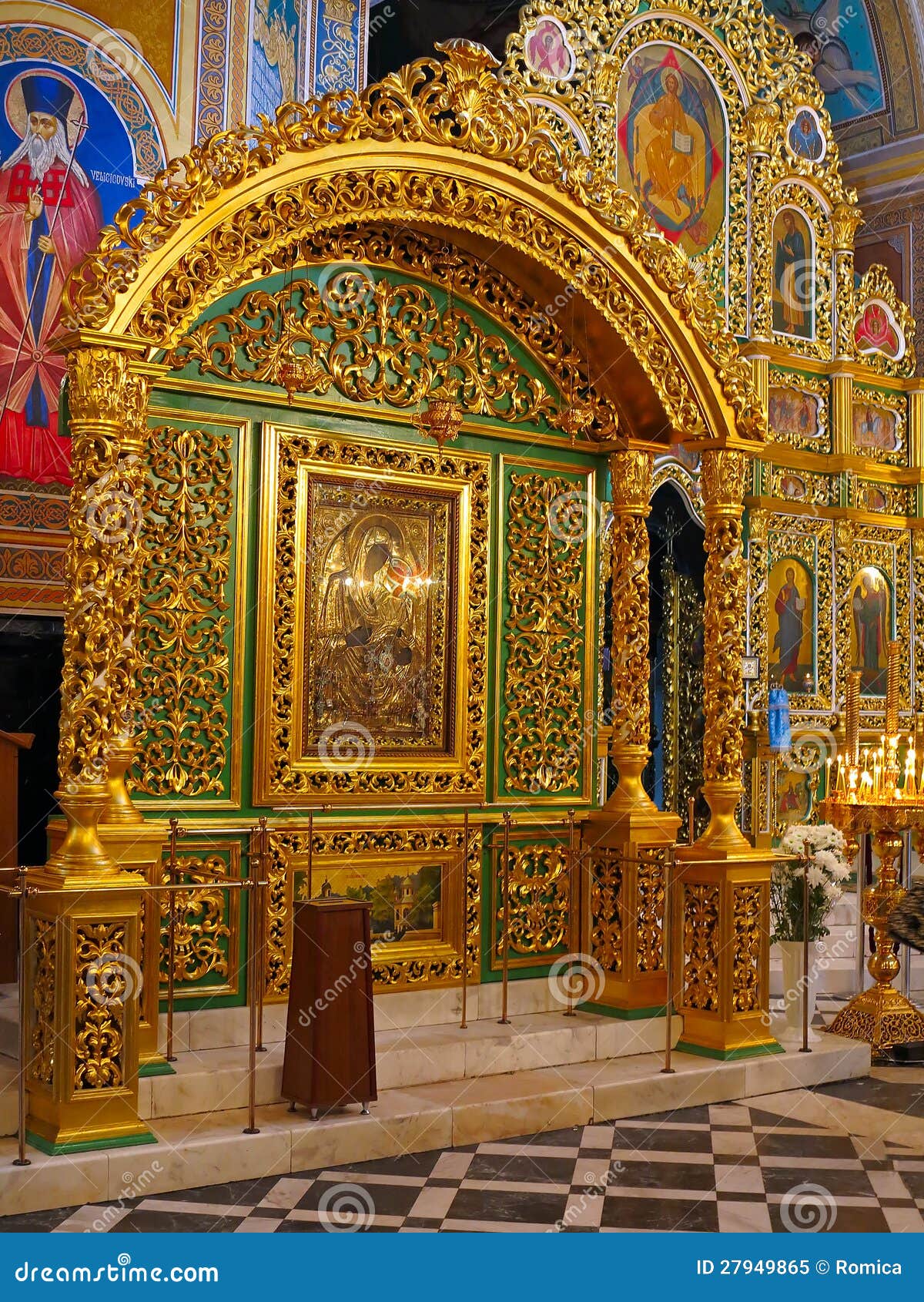 Gold Ornated Interior of Orthodox Church Stock Image - Image of ...