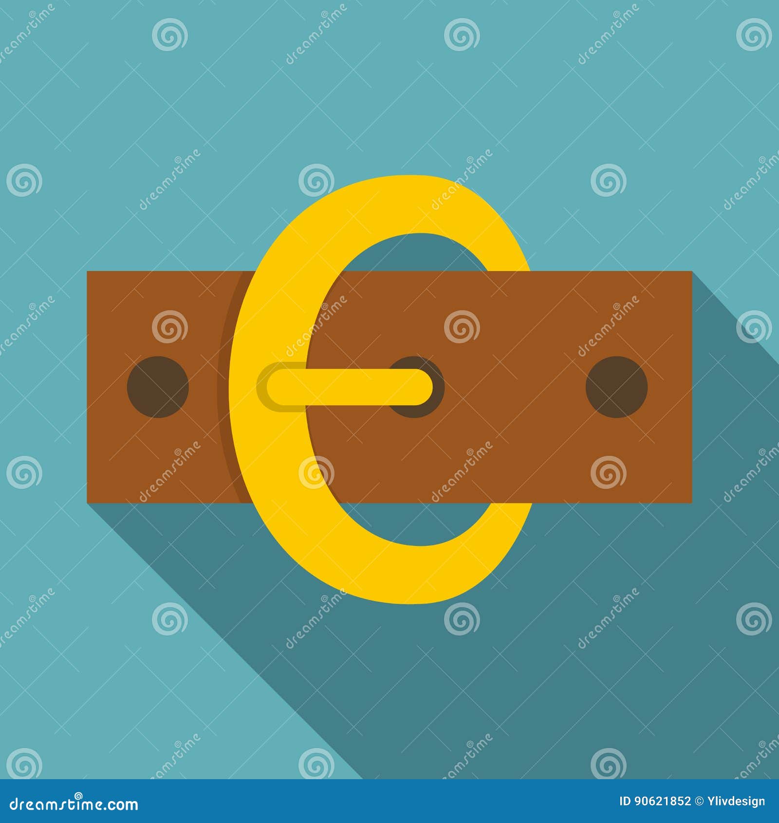 Gold Oval Buckle Icon, Flat Style Stock Vector - Illustration of ...