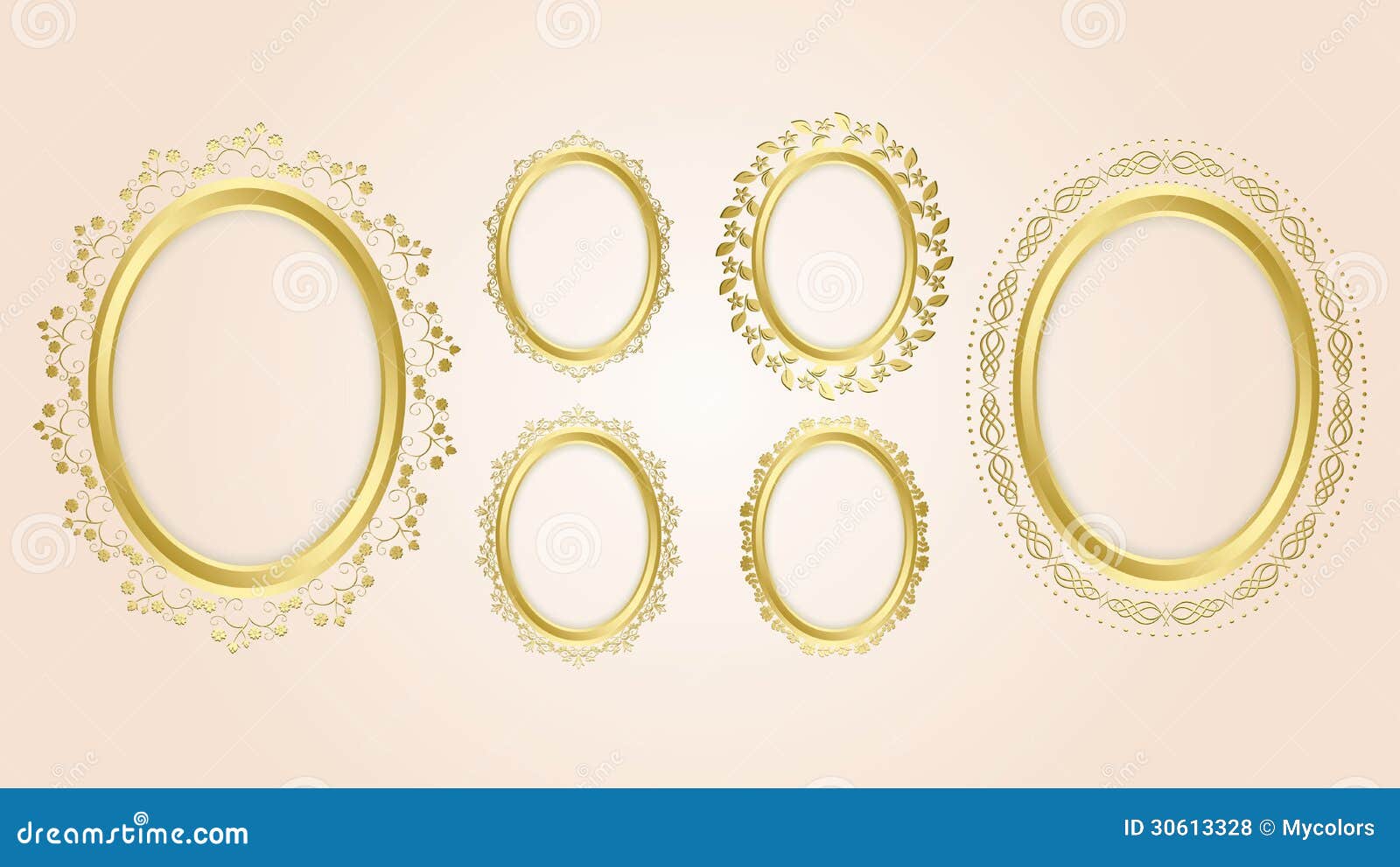 Gold Oval Decorative Frames - Vector Set Stock Vector - Illustration of ...