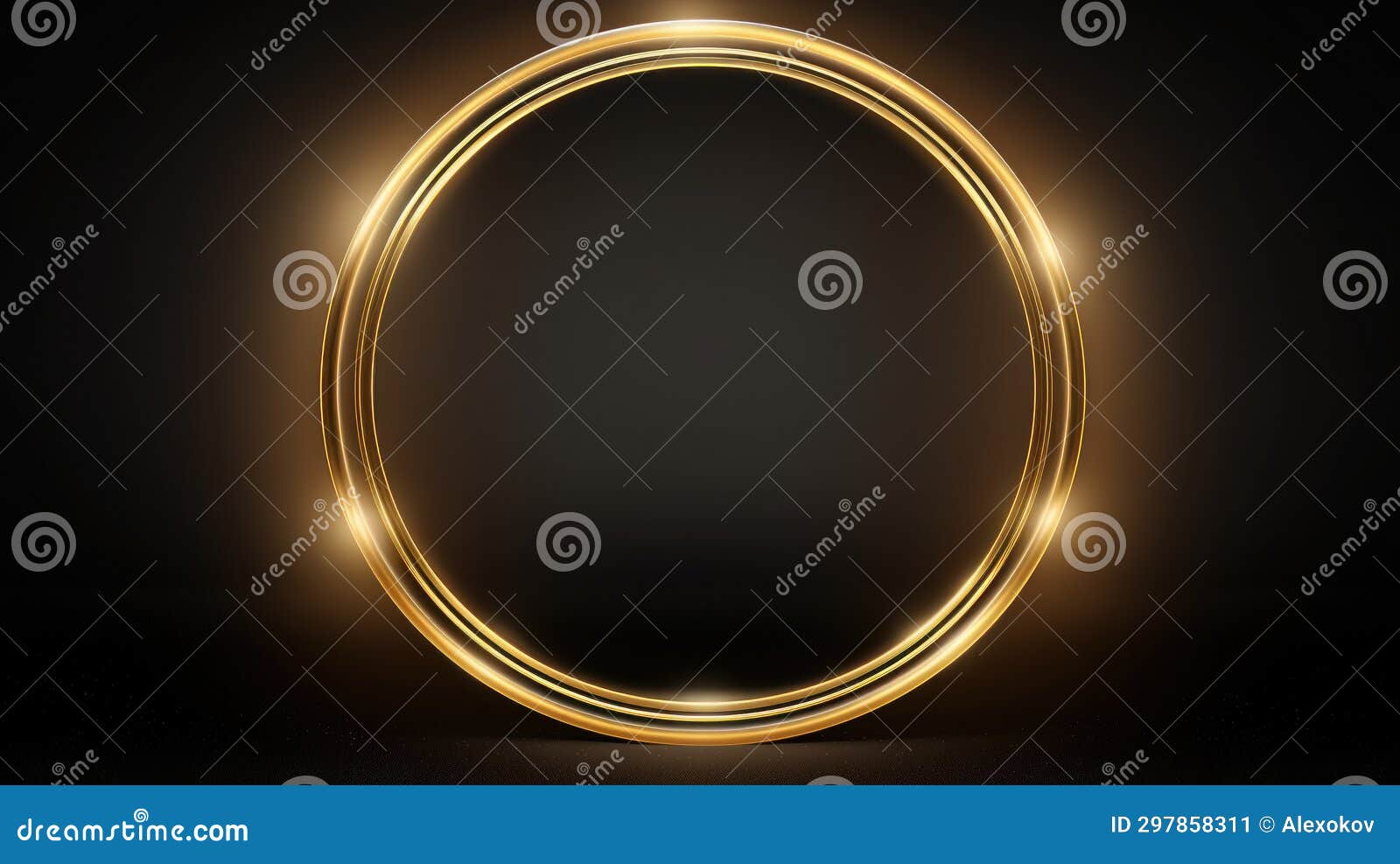 Gold Oval Frame on a Black Background. 3d Rendering, 3d Illustration ...