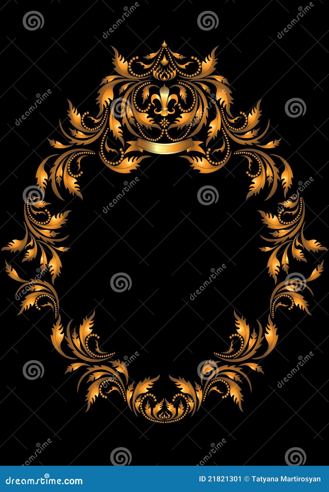 Gold Oval Frame in the Gothic Style.Frame. Stock Vector - Illustration ...