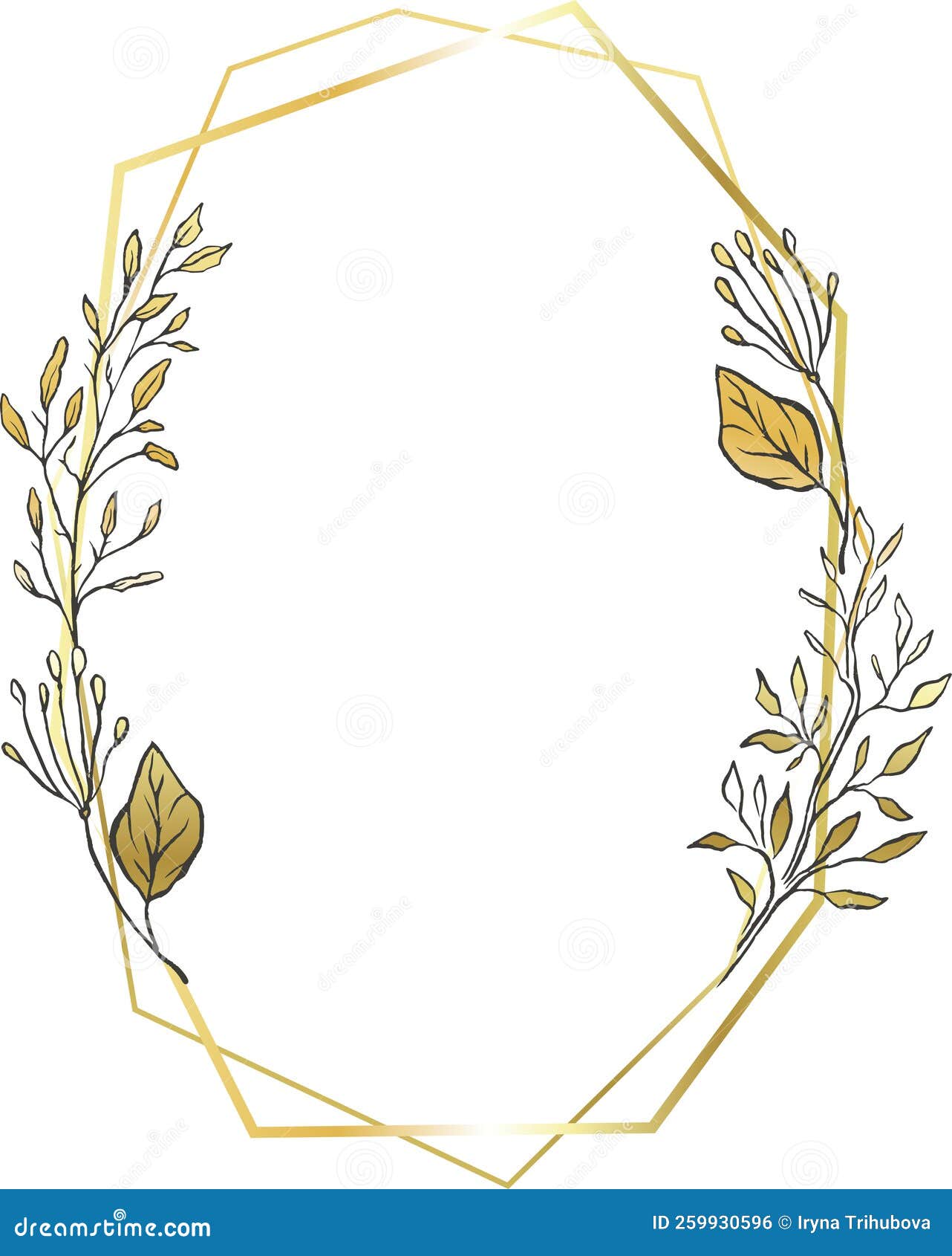 Gold Oval Frame Leaves Border Stock Vector - Illustration of party ...