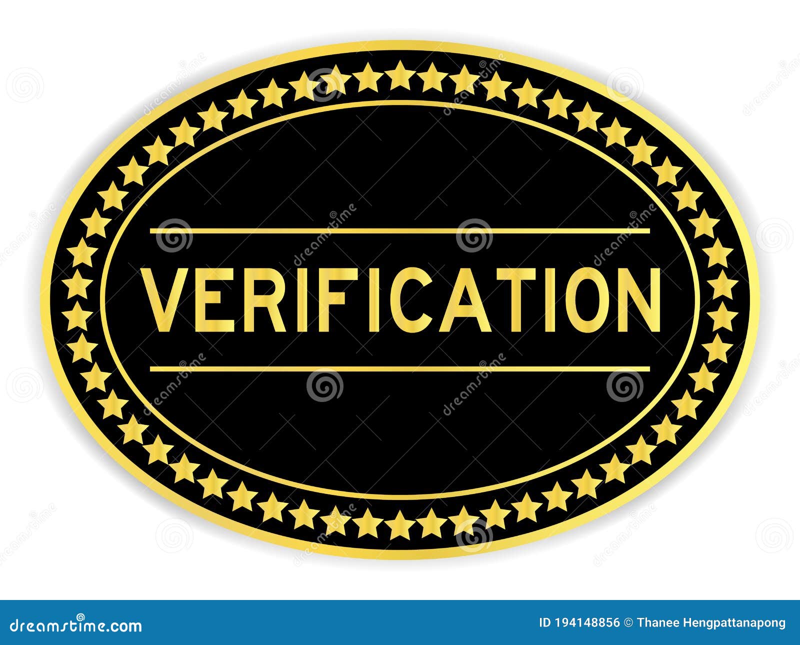 Gold Label Sticker with Word Verification on White Background Stock ...