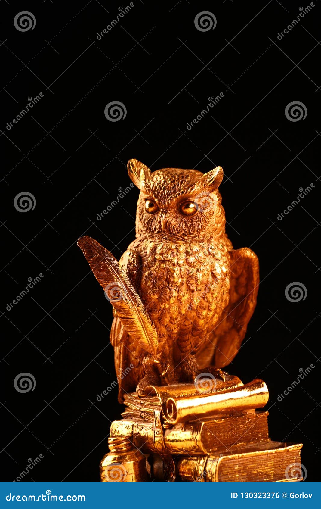 Gold owl figure studio stock photo. Image of bright - 130323376