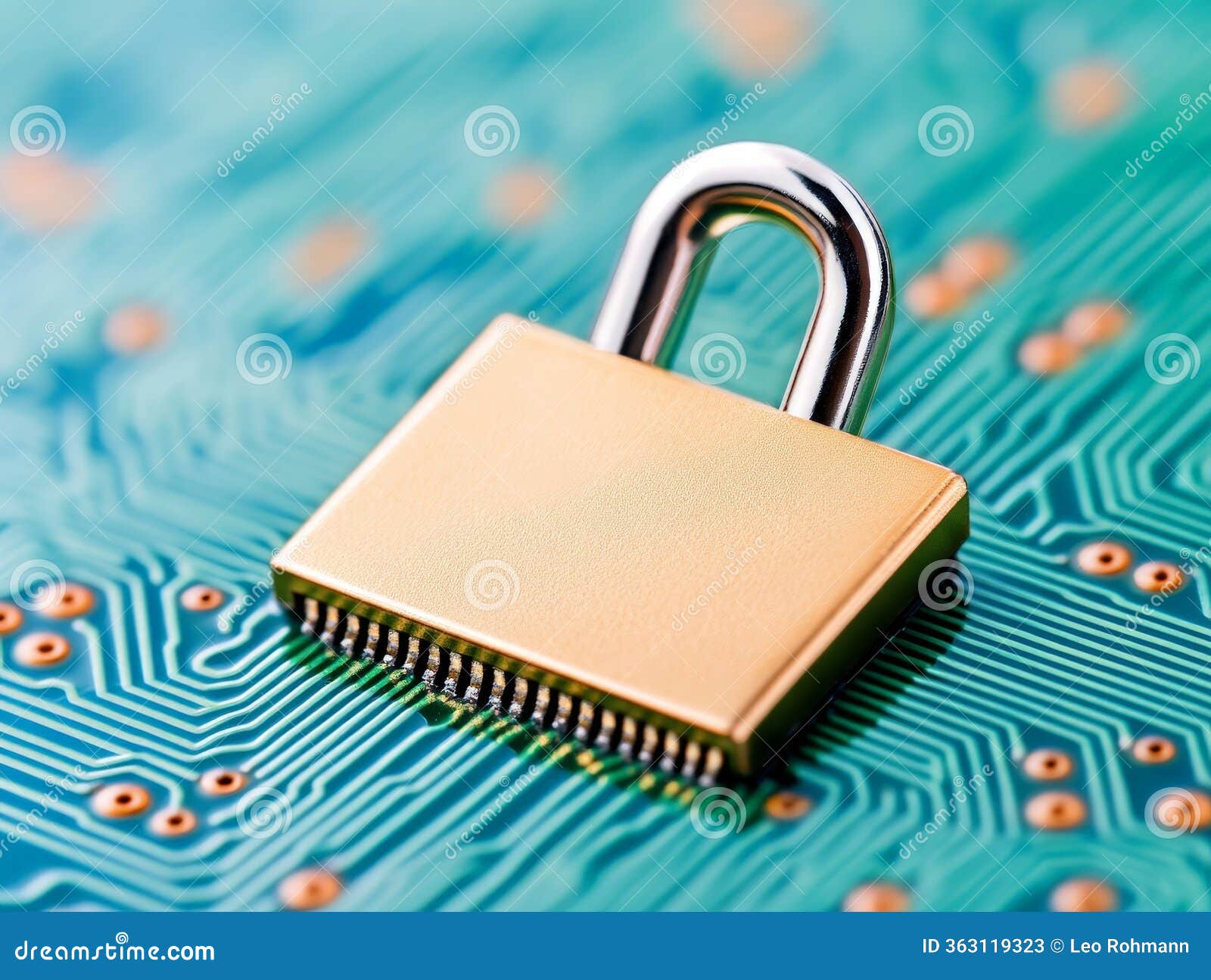 Gold Padlock on Computer Motherboard Symbolizing Cybersecurity ...