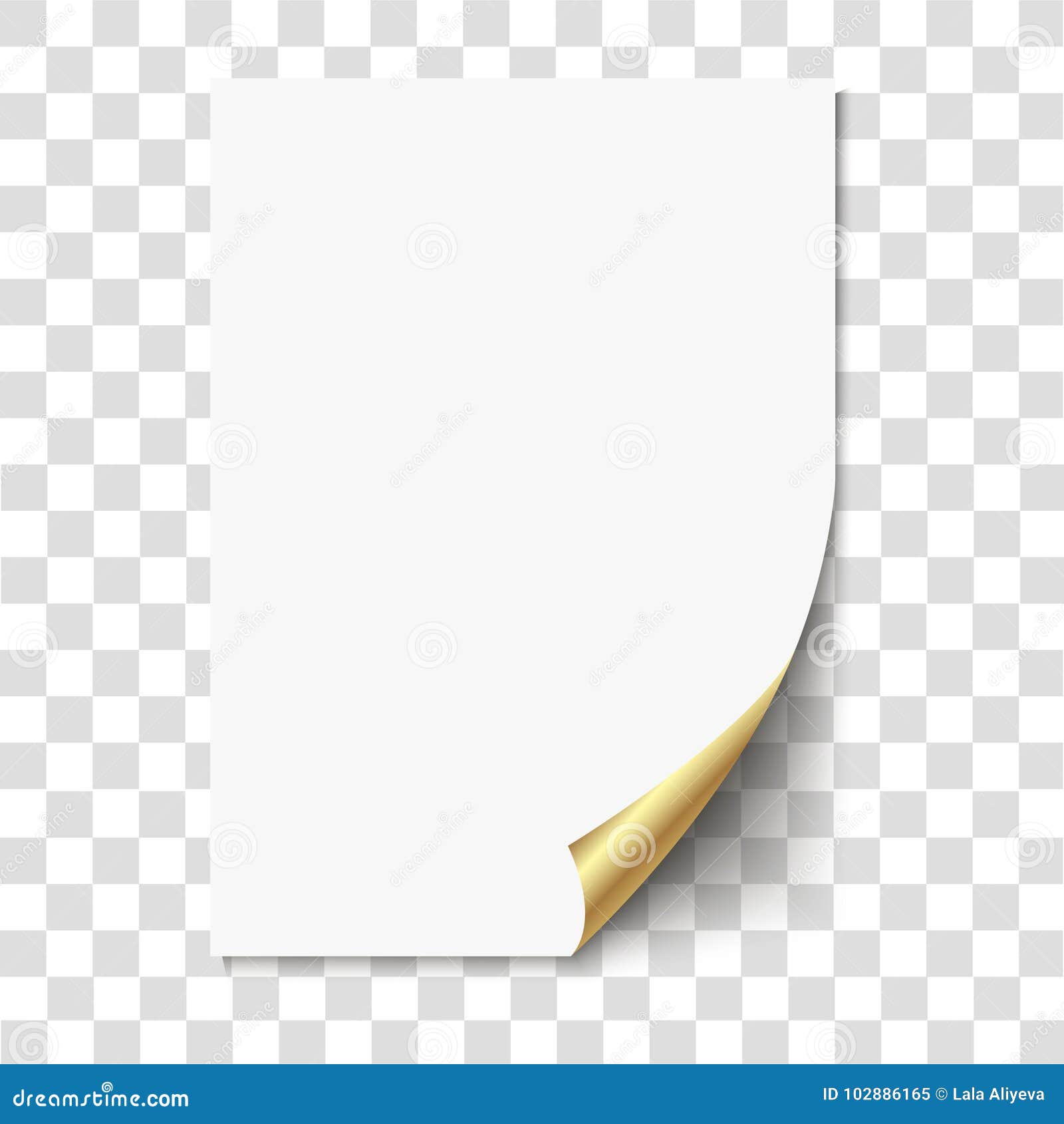 Gold Page Curl On Empty Sheet Paper With Shadow. Stock Illustration ...