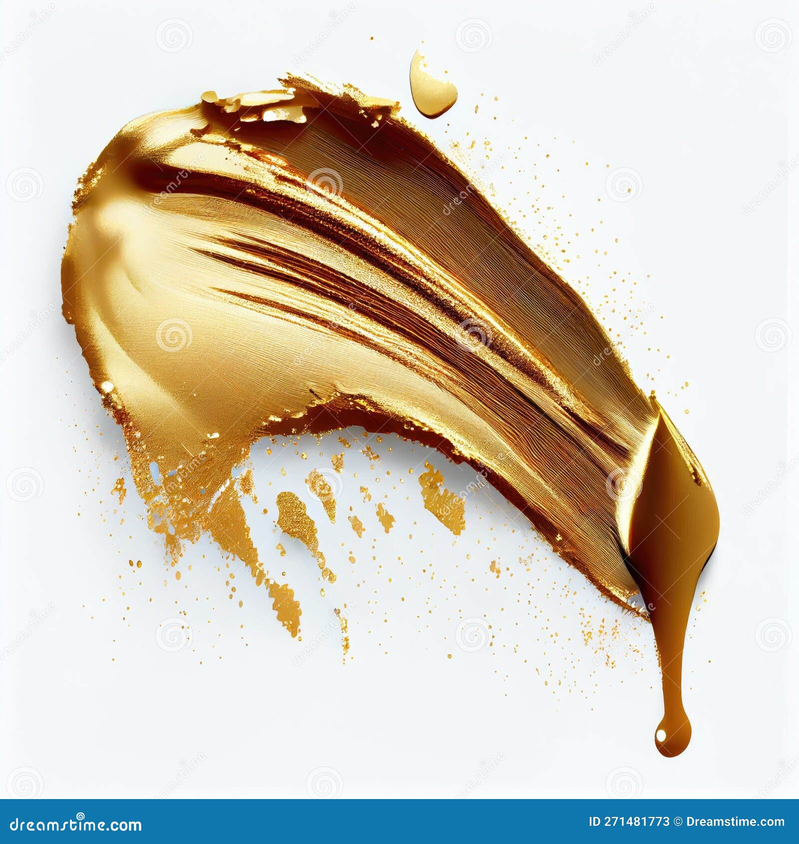 Gold paint brush stroke stock illustration. Illustration of color ...