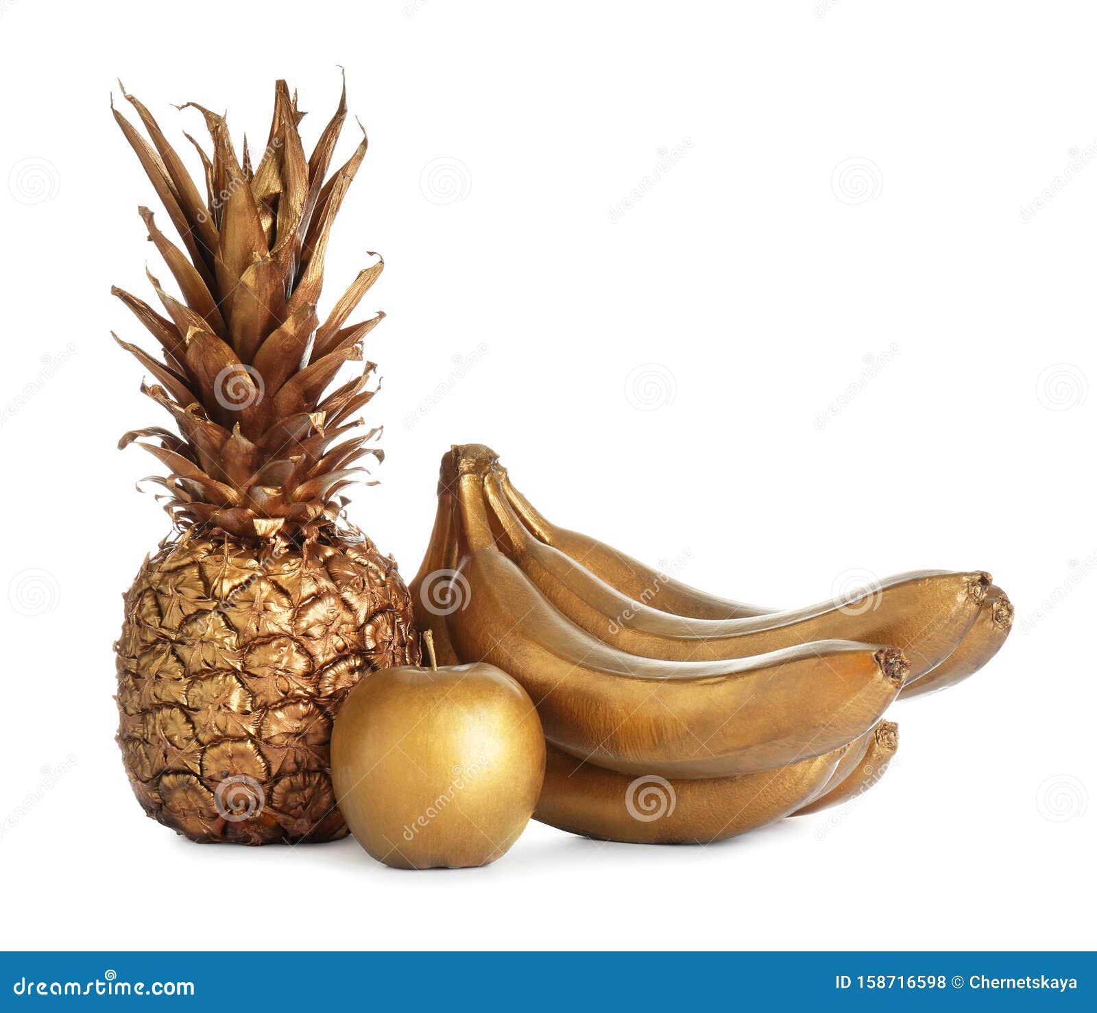 Gold Painted Fresh Fruits Isolated Stock Photo - Image of organic ...
