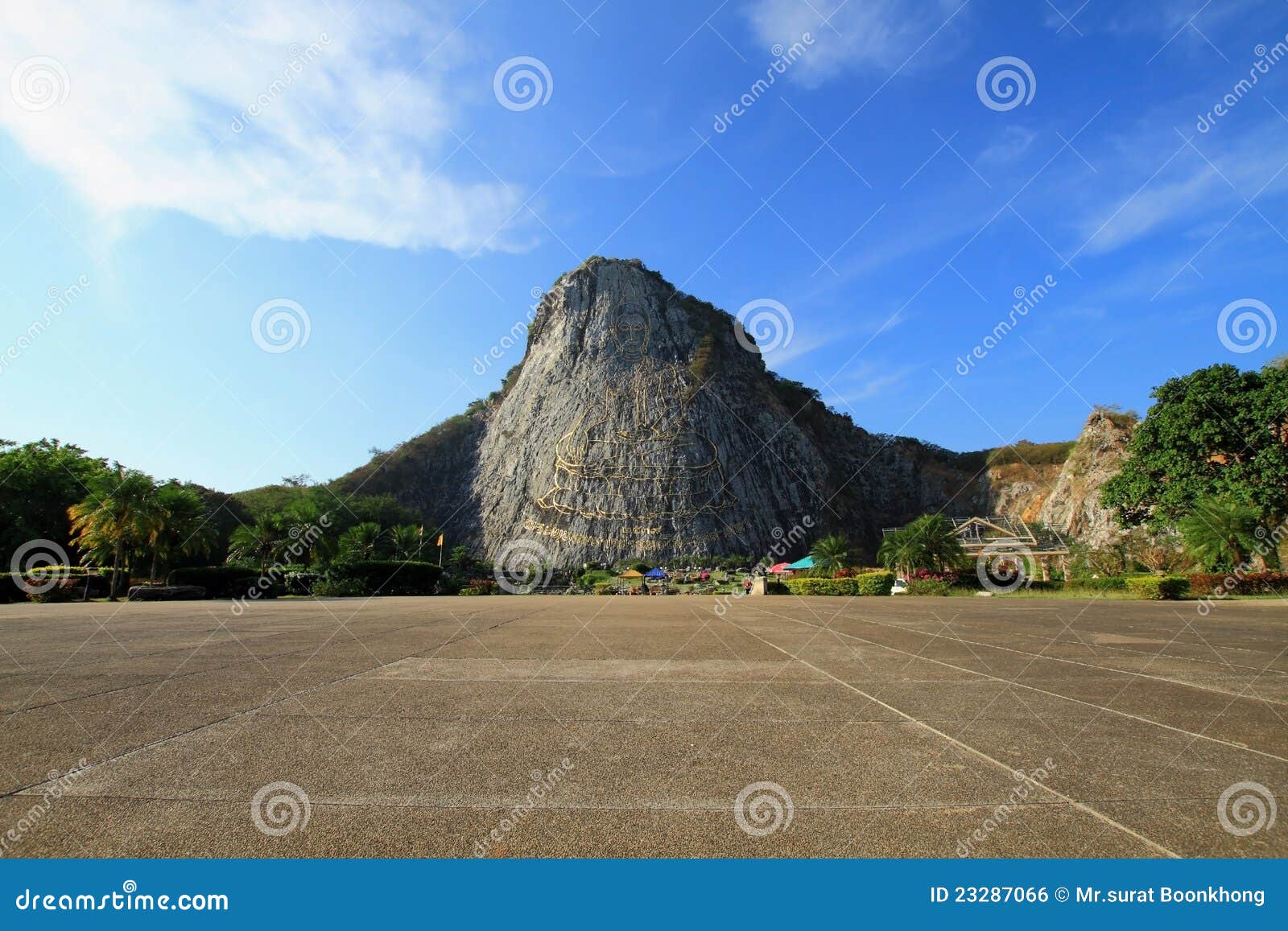 Gold Painting of Buddha Statue on Cliff at Cheecha Stock Photo - Image ...