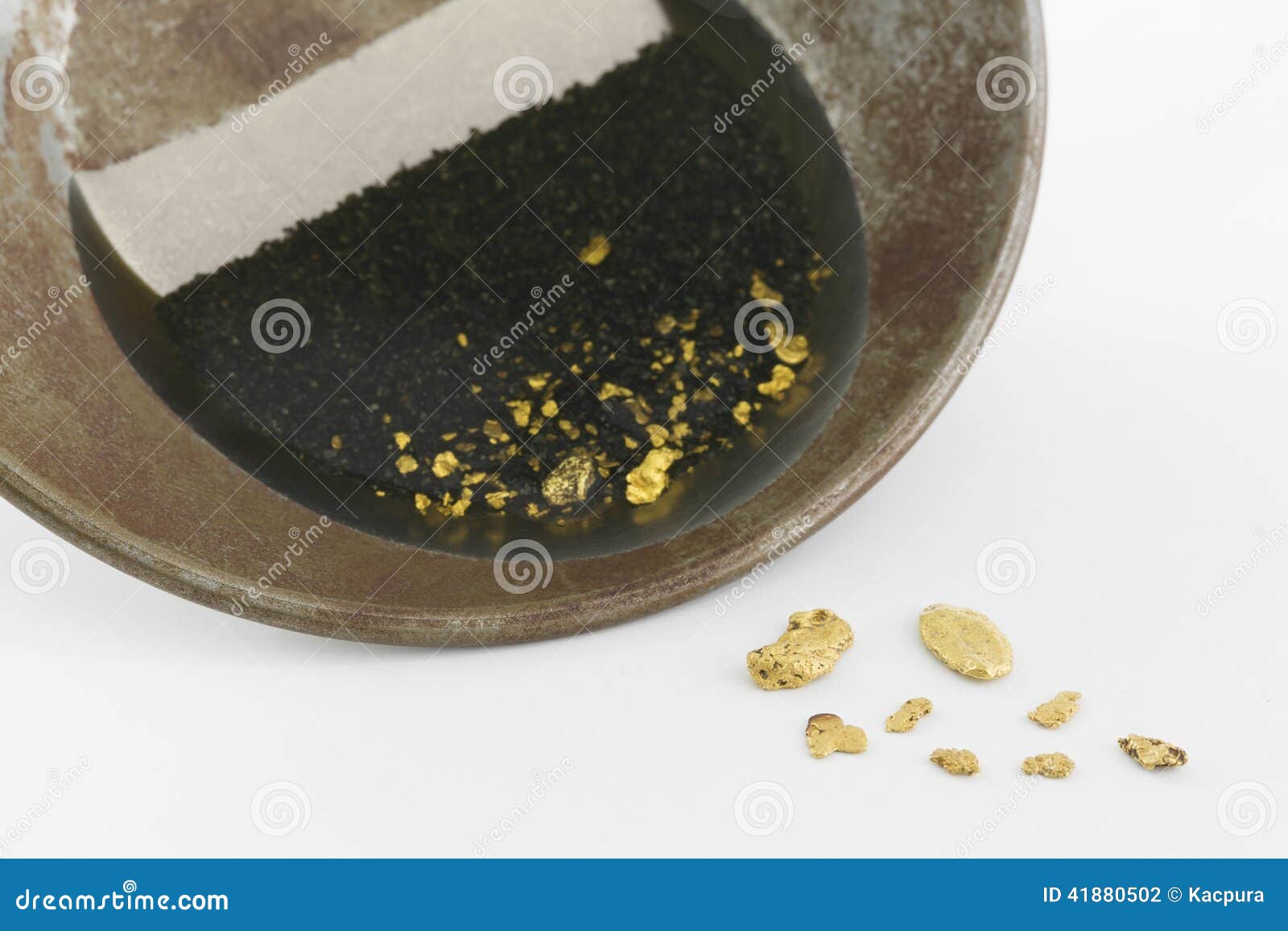 Gold Pan with Natural Placer Gold Stock Photo - Image of placer, copy ...