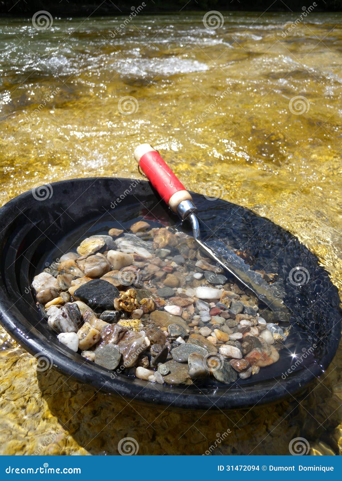 Gold pan stock photo. Image of clear, running, stones - 31472094