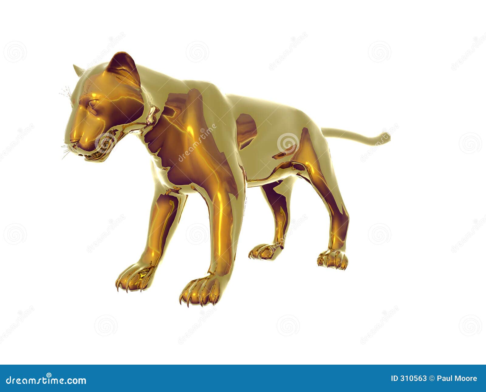 Gold Panther Profile In Style Of Scythian Tattoo Isolated On Black ...