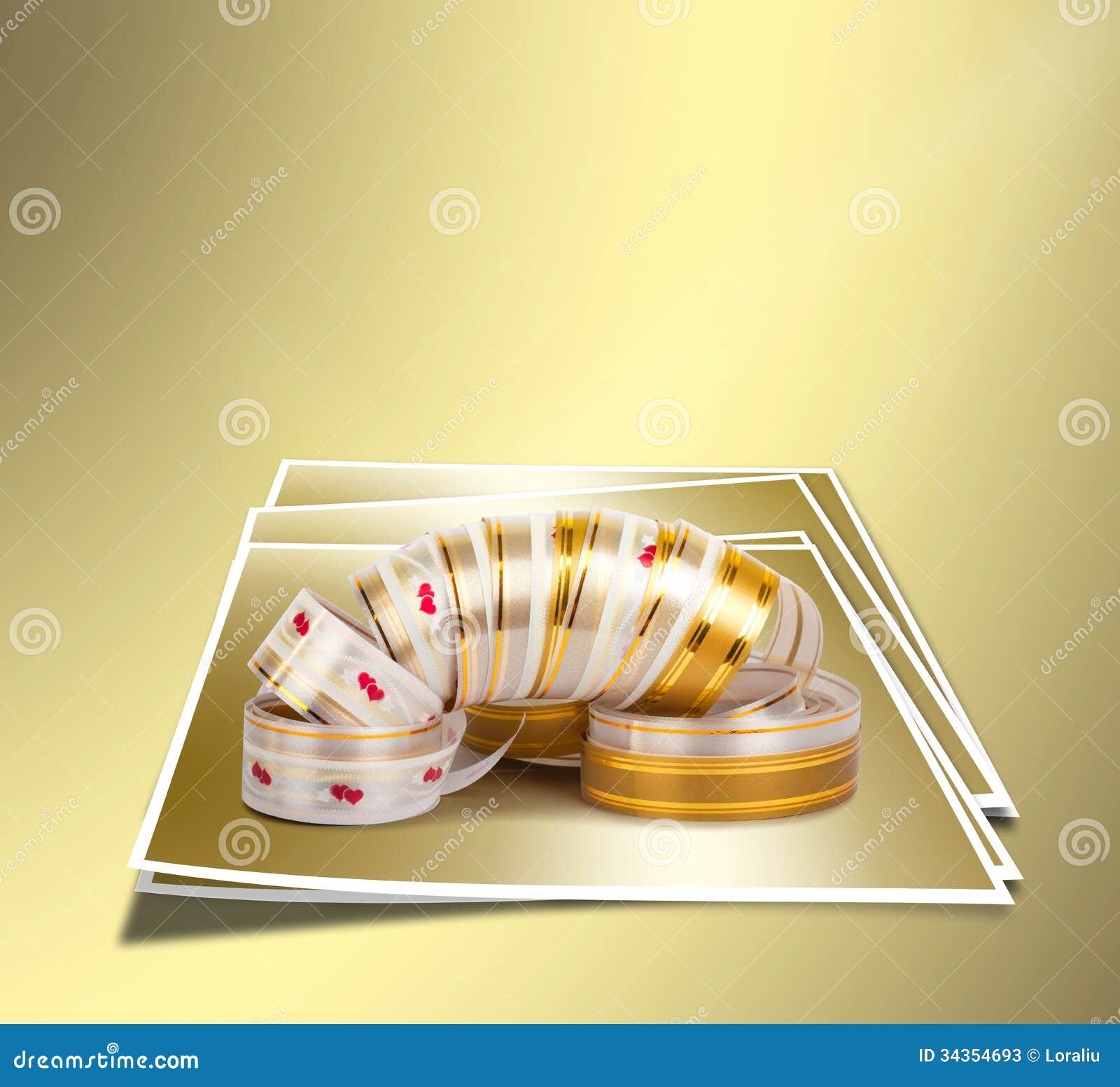 Gold Paper Horizontal Ribbon Stock Image - Image of greeting, ornate ...