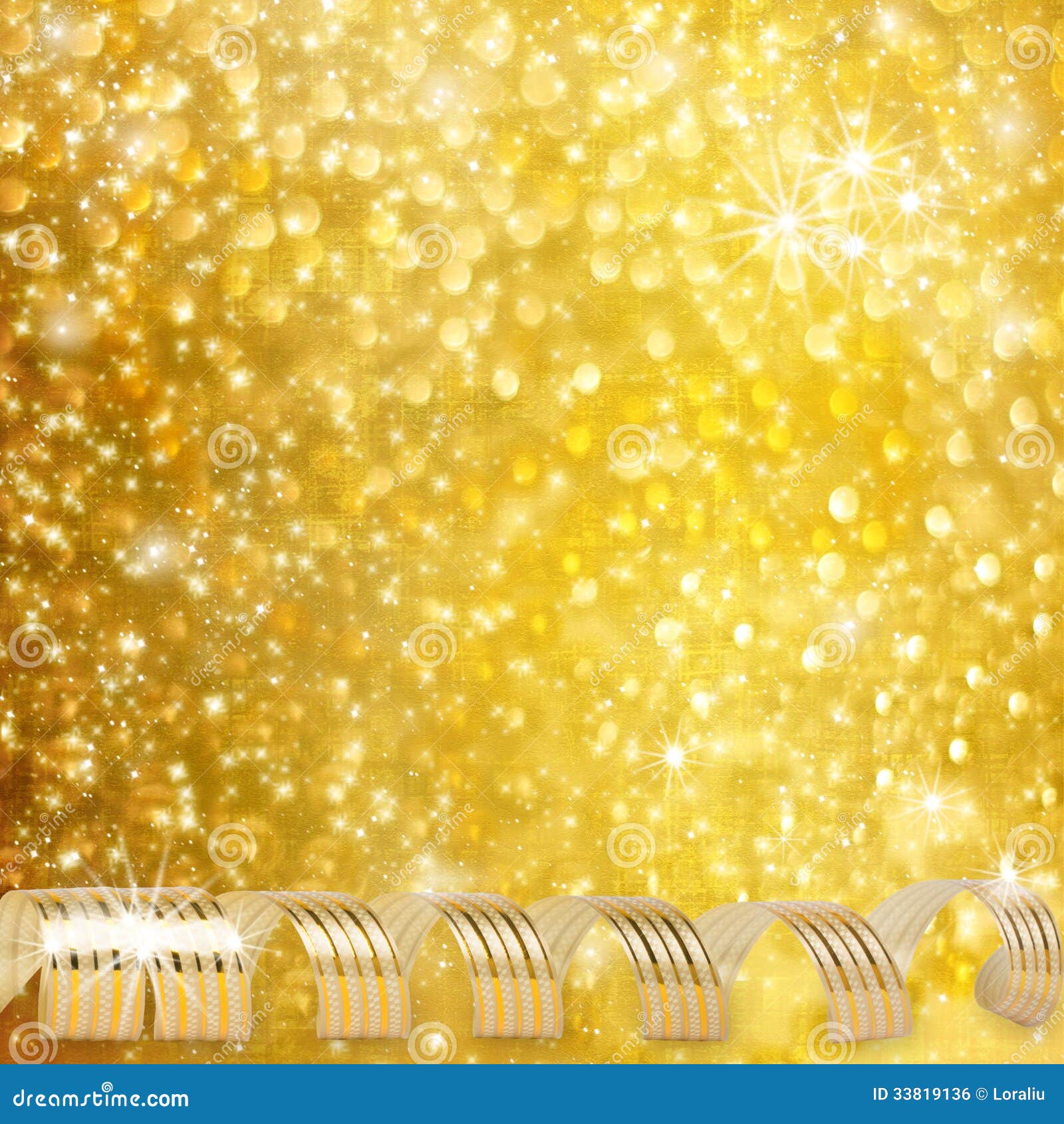 Gold Paper Horizontal Ribbon on Abstract Snowy Background Stock Photo ...