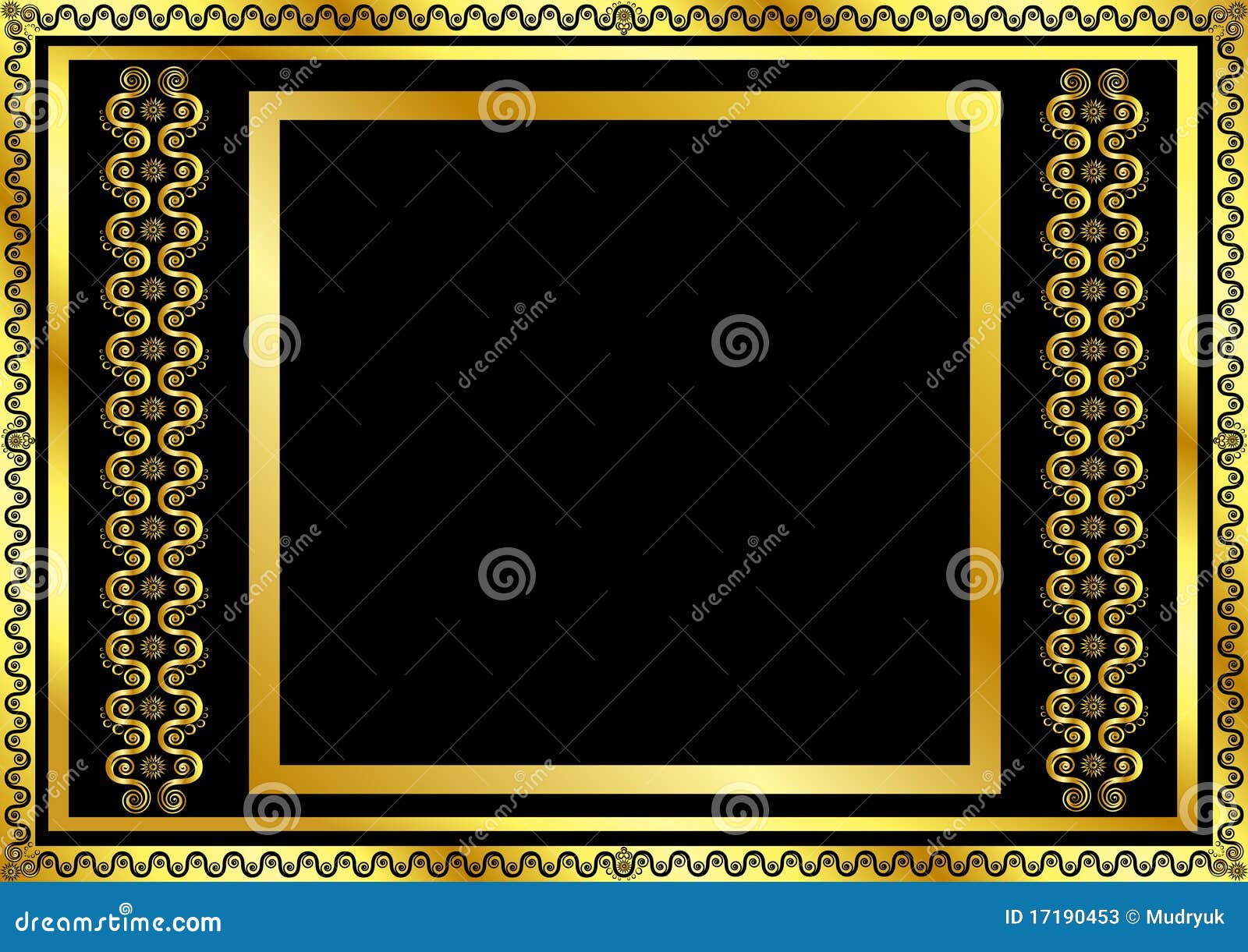 Gold Pattern Frame with Waves and Stars_11 Stock Vector - Illustration ...