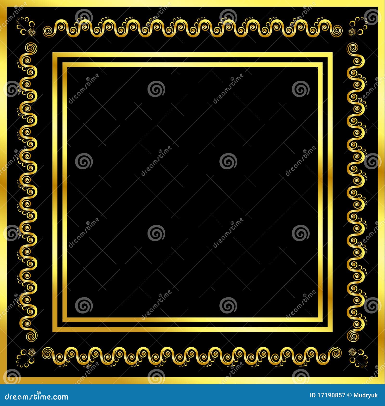 Gold Pattern Frame with Waves and Stars_14 Stock Vector - Illustration ...