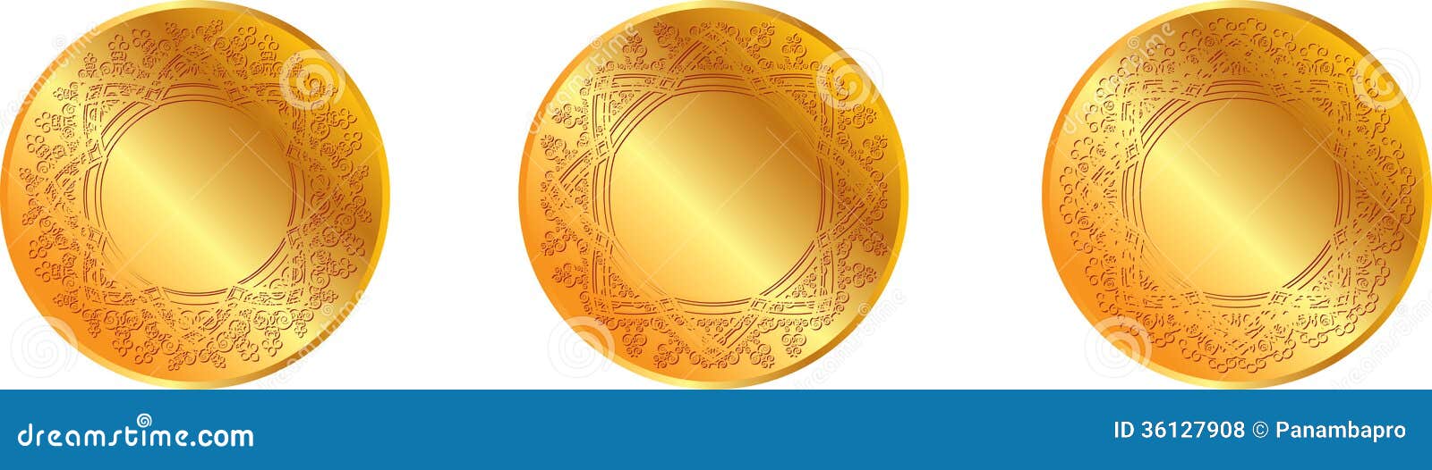 Gold pattern medal stock vector. Illustration of icon - 36127908