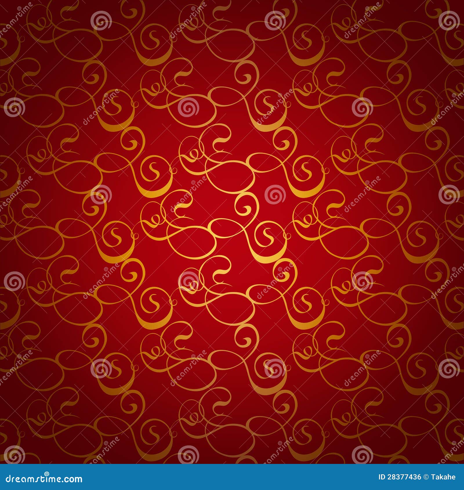 Gold pattern on red stock illustration. Illustration of nature - 28377436