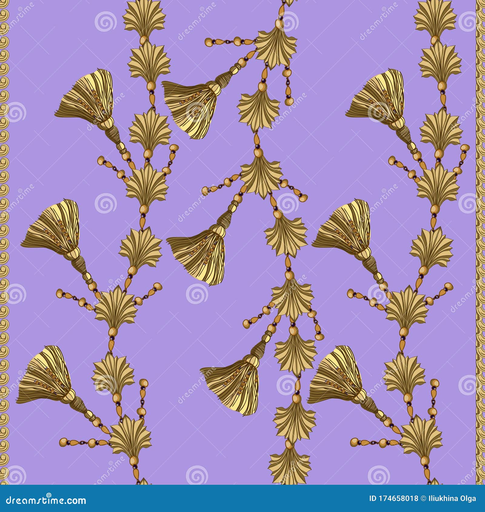 Gold Pattern of Gold Threads and Brushes in Oriental Style Stock Vector ...